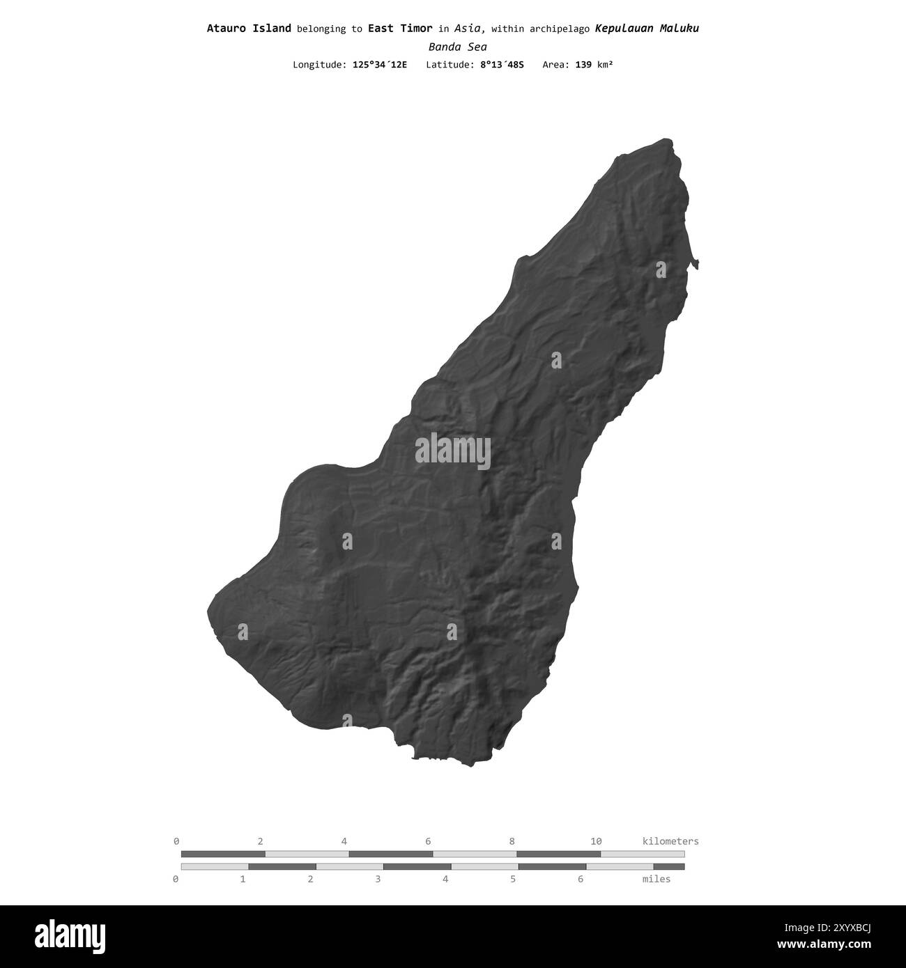 Atauro Island in the Banda Sea, belonging to East Timor, isolated on a ...