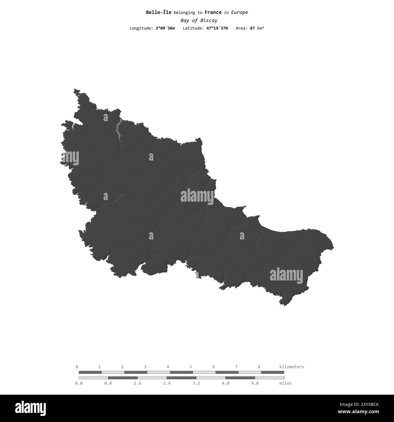 Island belle ile map Black and White Stock Photos & Images - Alamy