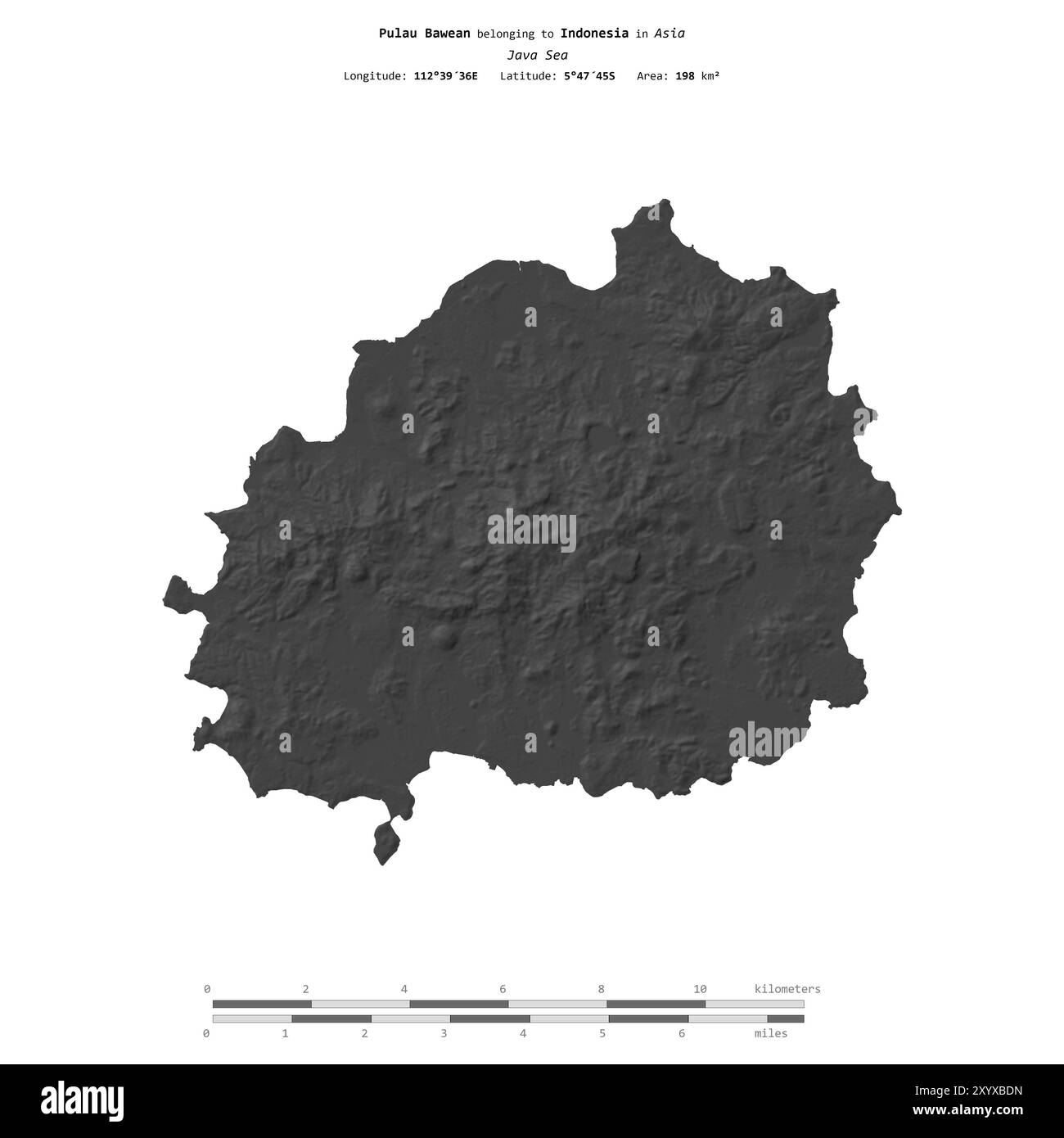 Pulau Bawean in the Java Sea, belonging to Indonesia, isolated on a ...