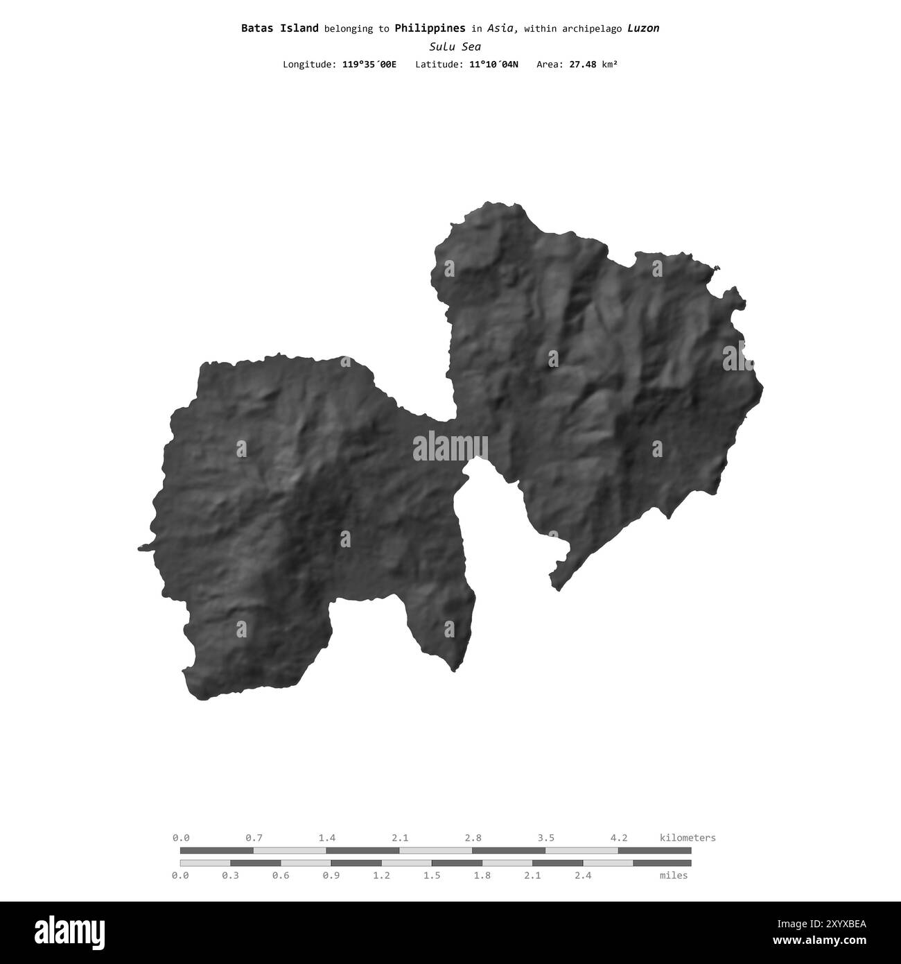 Batas Island in the Sulu Sea, belonging to Philippines, isolated on a ...