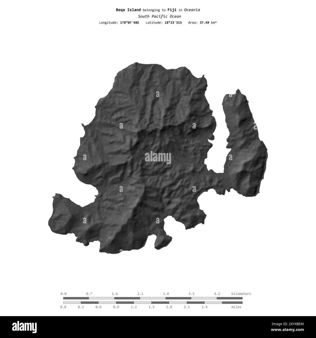 Beqa Island in the South Pacific Ocean, belonging to Fiji, isolated on ...