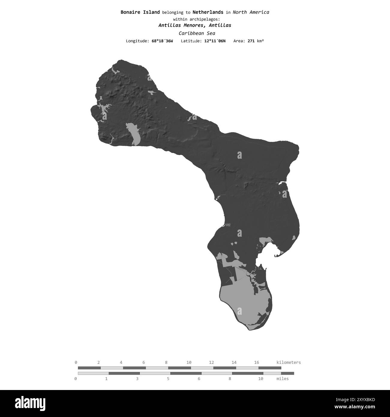 Bonaire Island in the Caribbean Sea, belonging to Netherlands, isolated ...