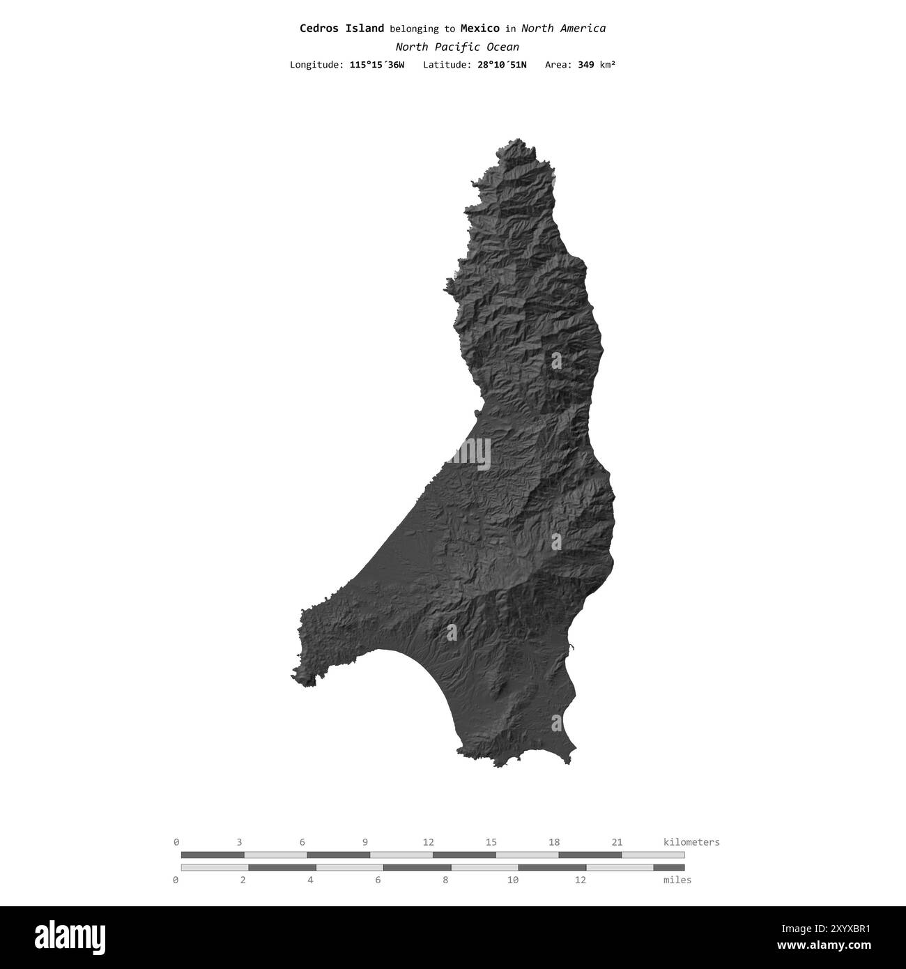Cedros Island in the North Pacific Ocean, belonging to Mexico, isolated ...
