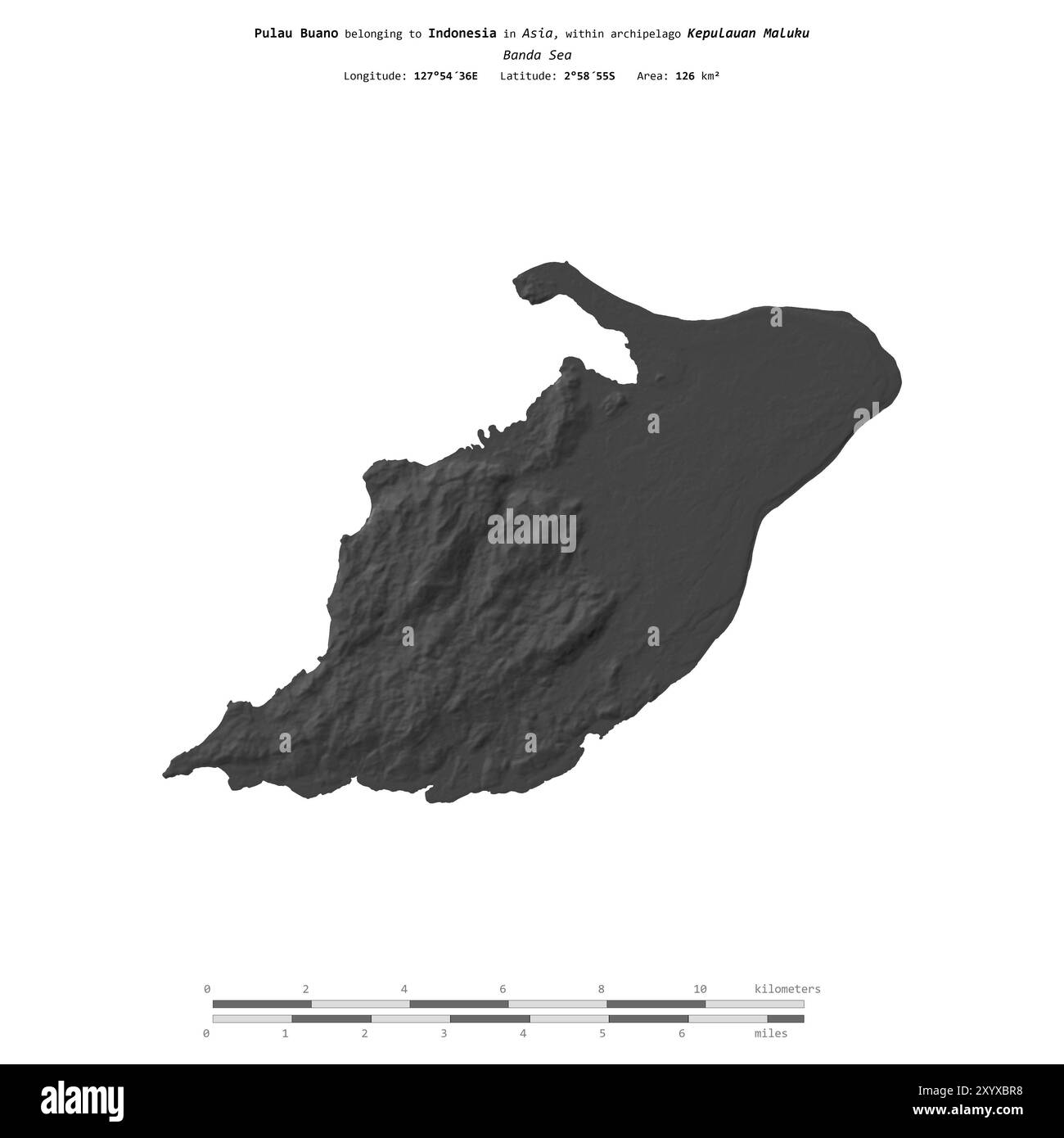Pulau Buano in the Banda Sea, belonging to Indonesia, isolated on a ...
