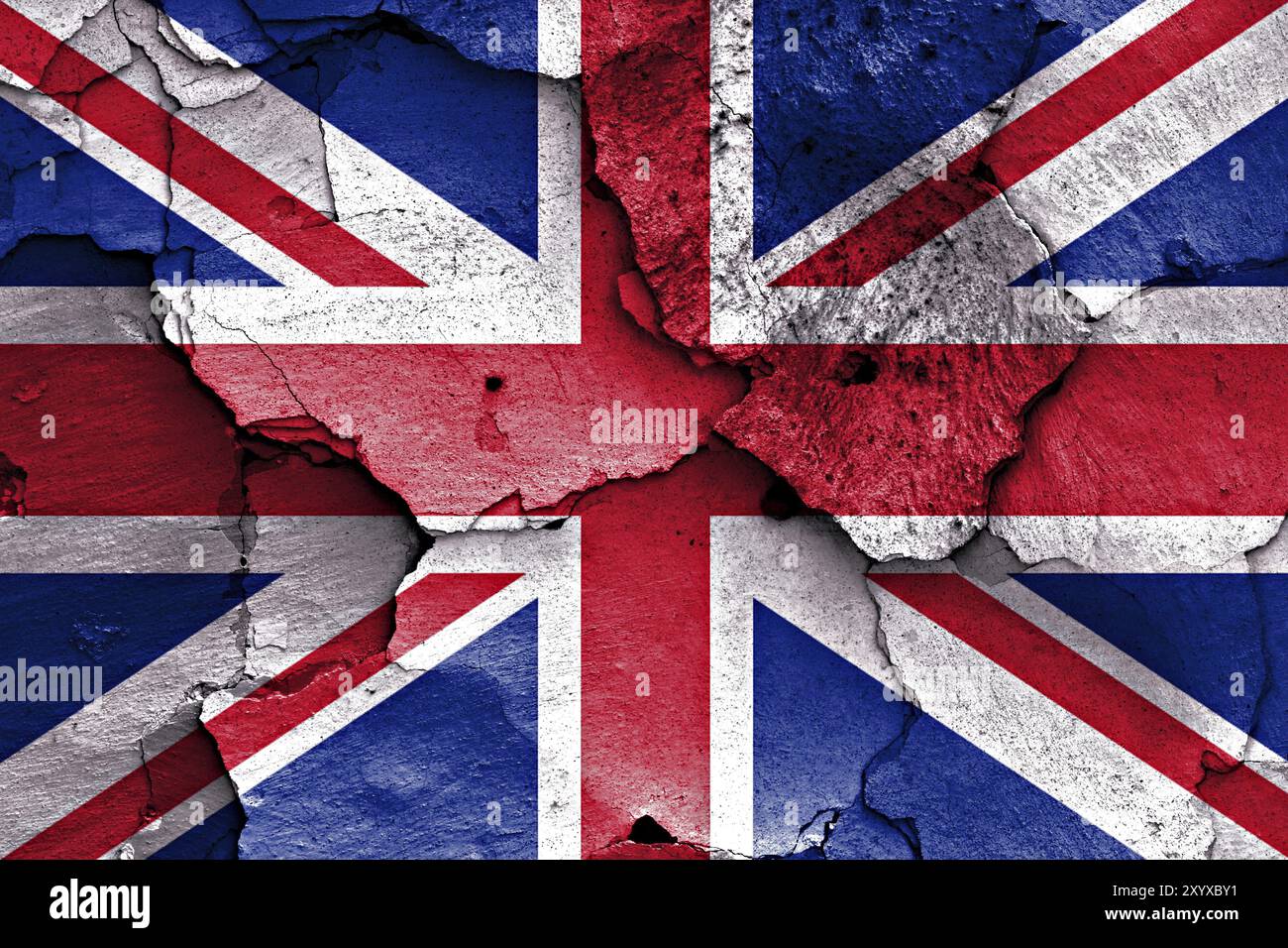 Flag of UK painted on cracked wall Stock Photo - Alamy