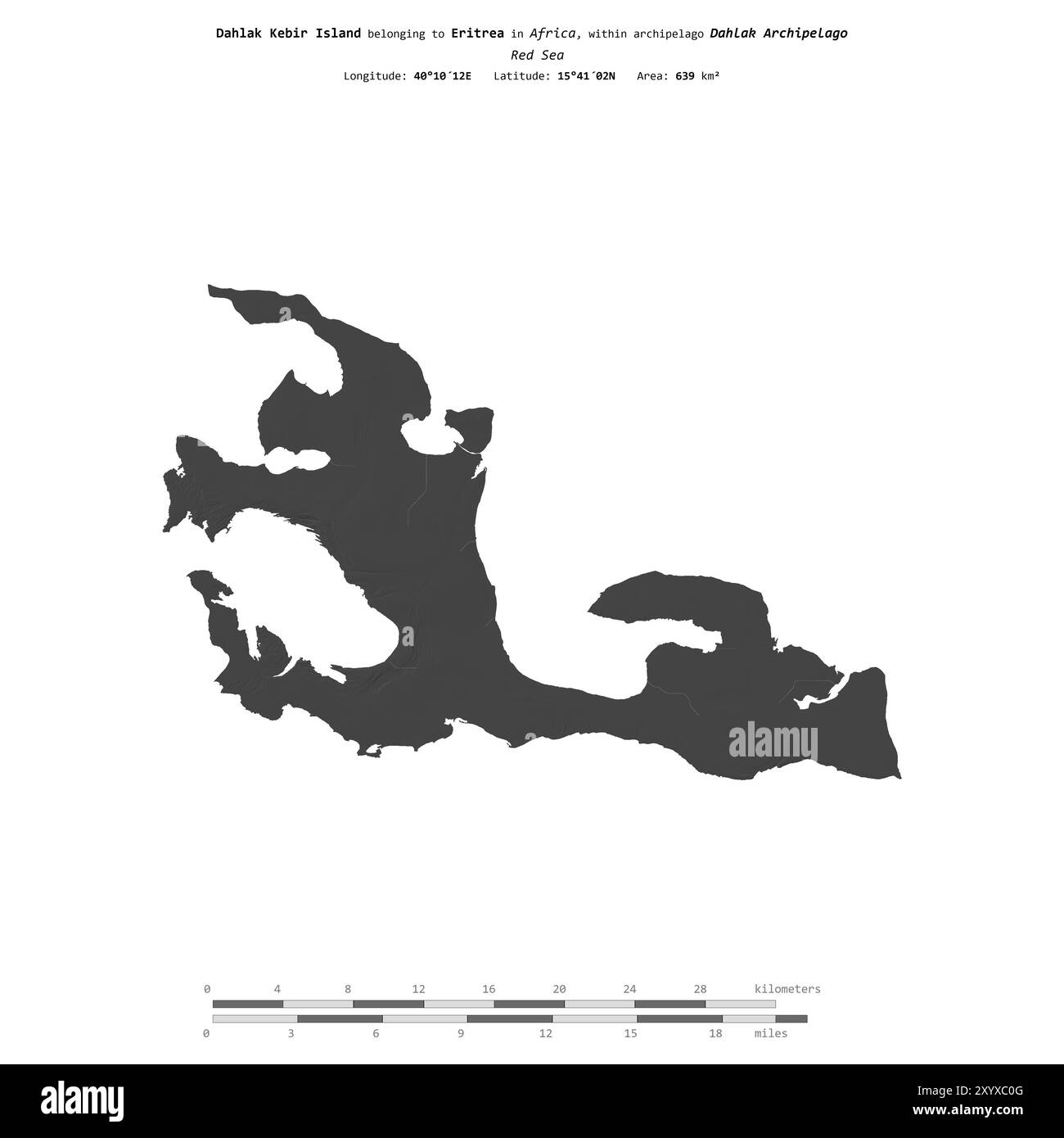 Dahlak Kebir Island in the Red Sea, belonging to Eritrea, isolated on a ...