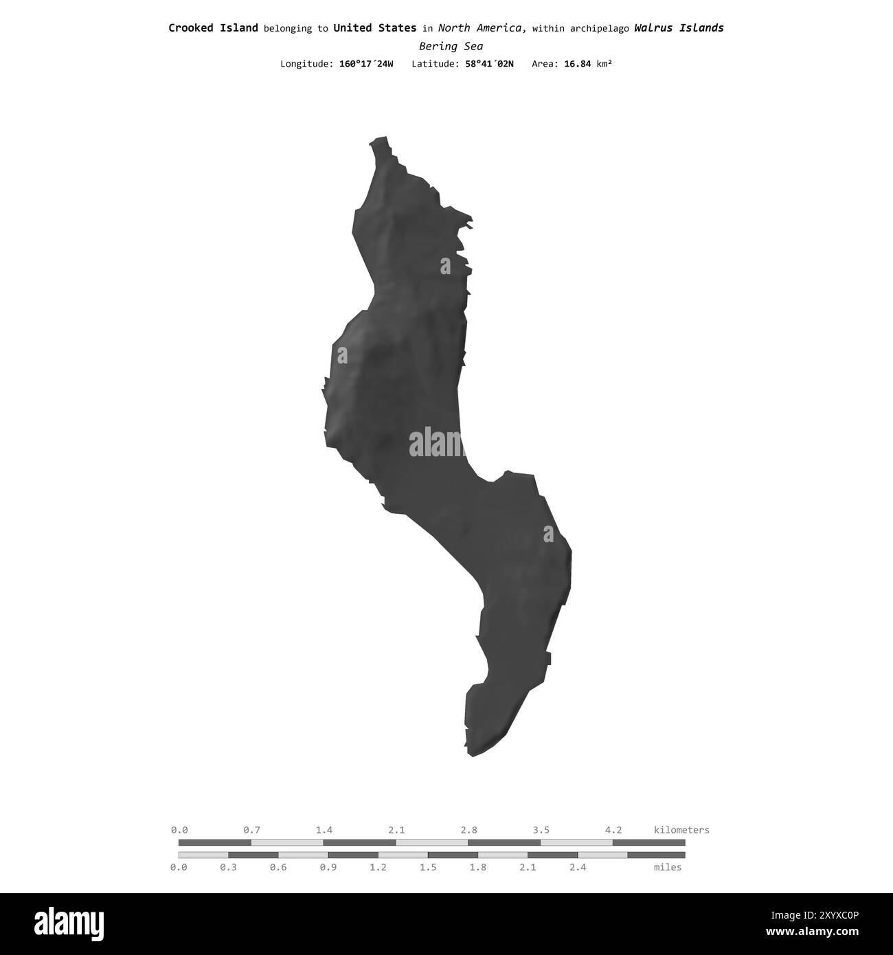 Crooked Island in the Bering Sea, belonging to United States, isolated ...