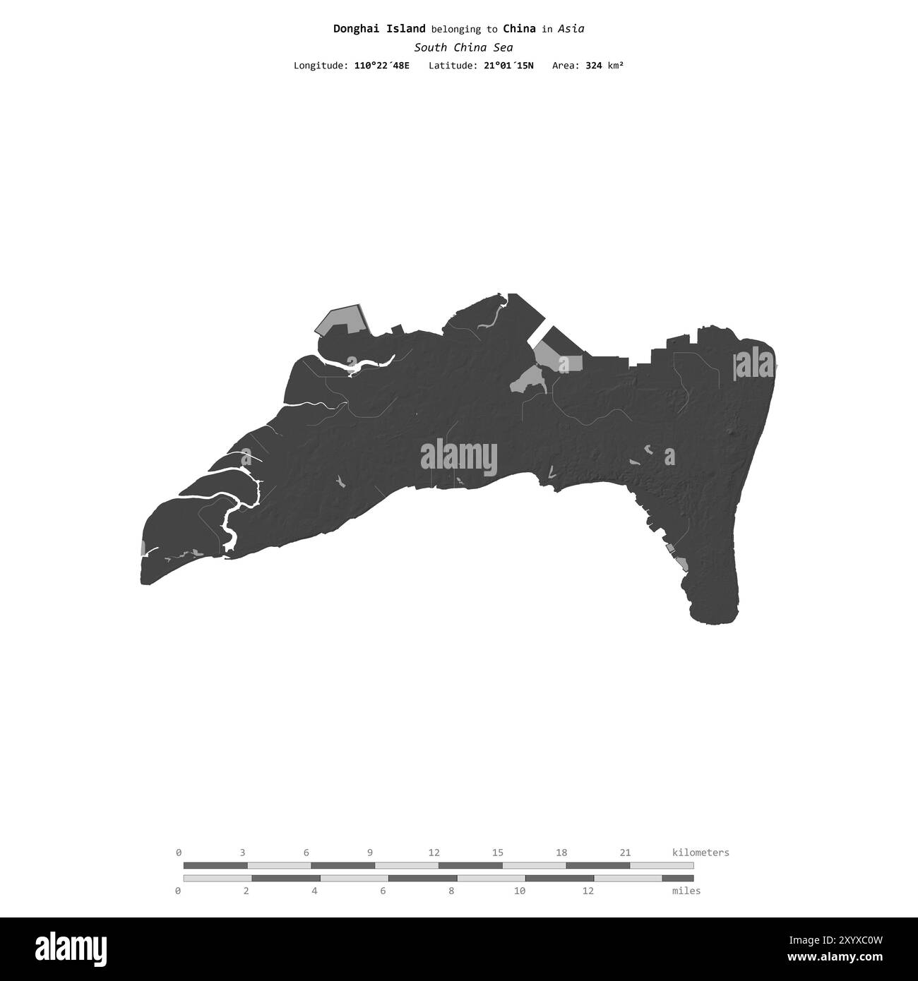 Donghai Island in the South China Sea, belonging to China, isolated on ...