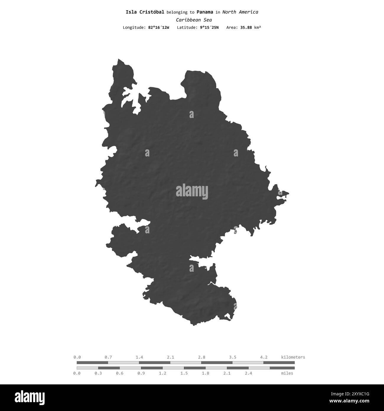 Isla Cristobal in the Caribbean Sea, belonging to Panama, isolated on a ...
