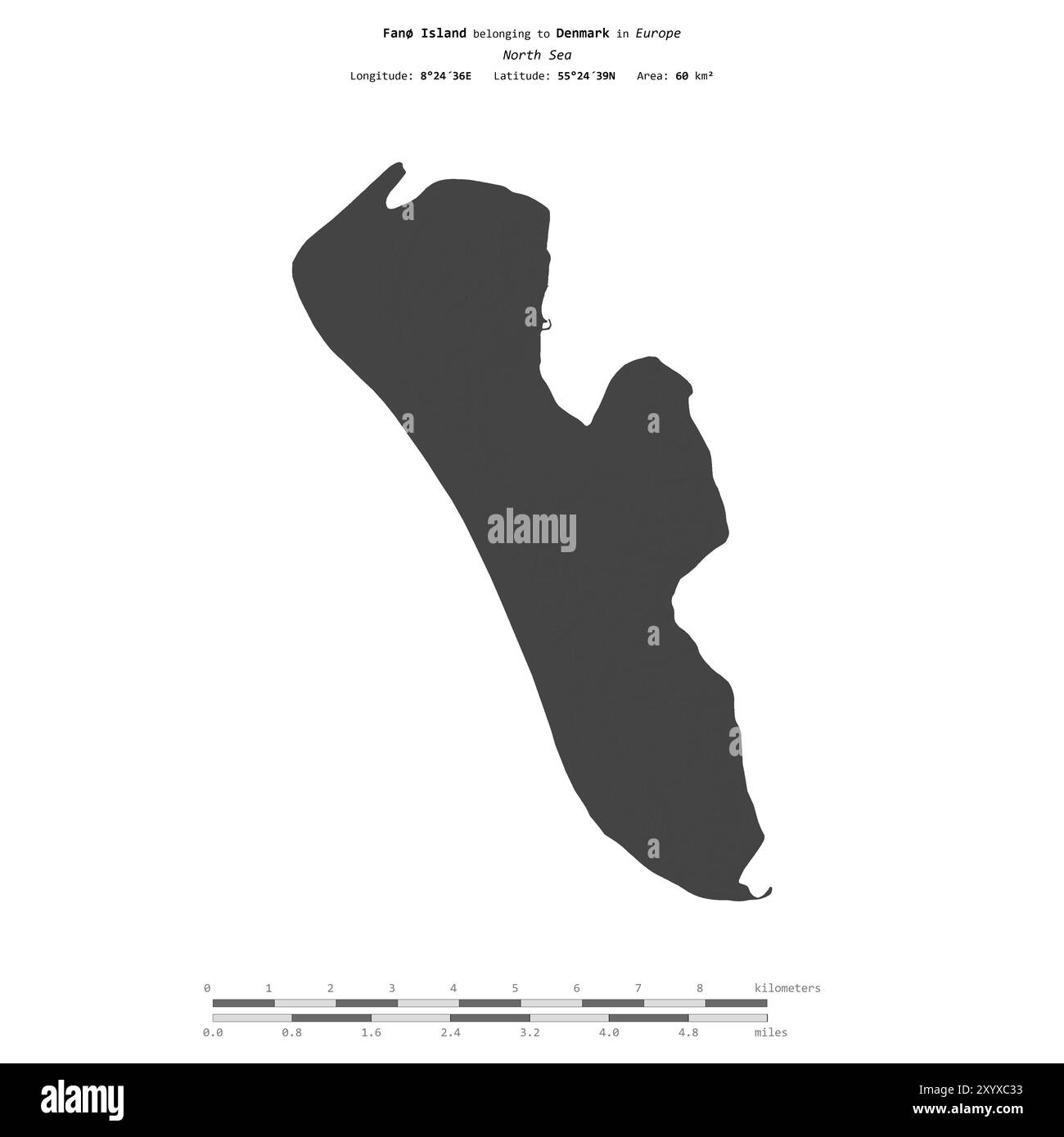 Fan Island in the North Sea, belonging to Denmark, isolated on a ...