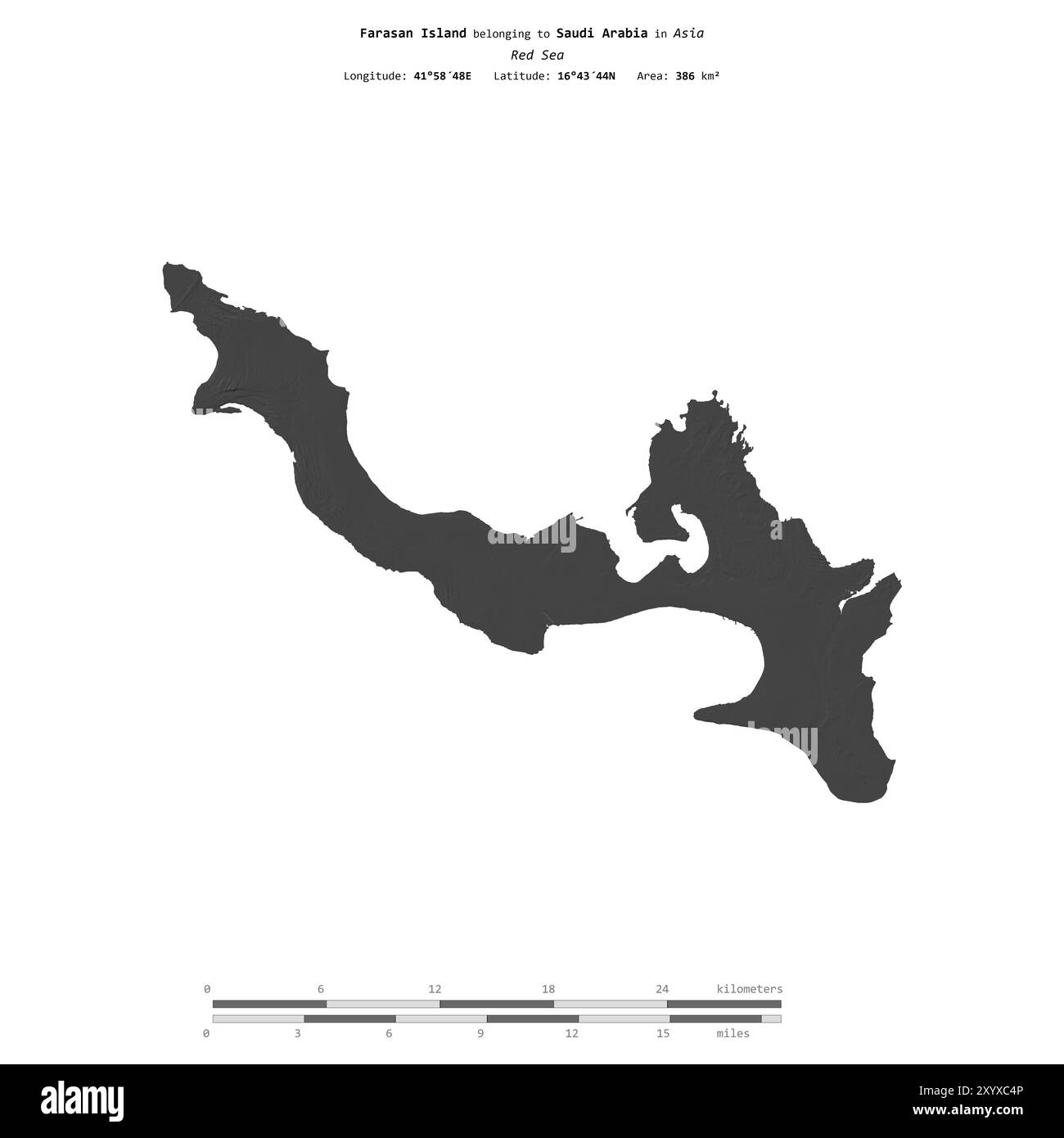 Farasan Island in the Red Sea, belonging to Saudi Arabia, isolated on a ...