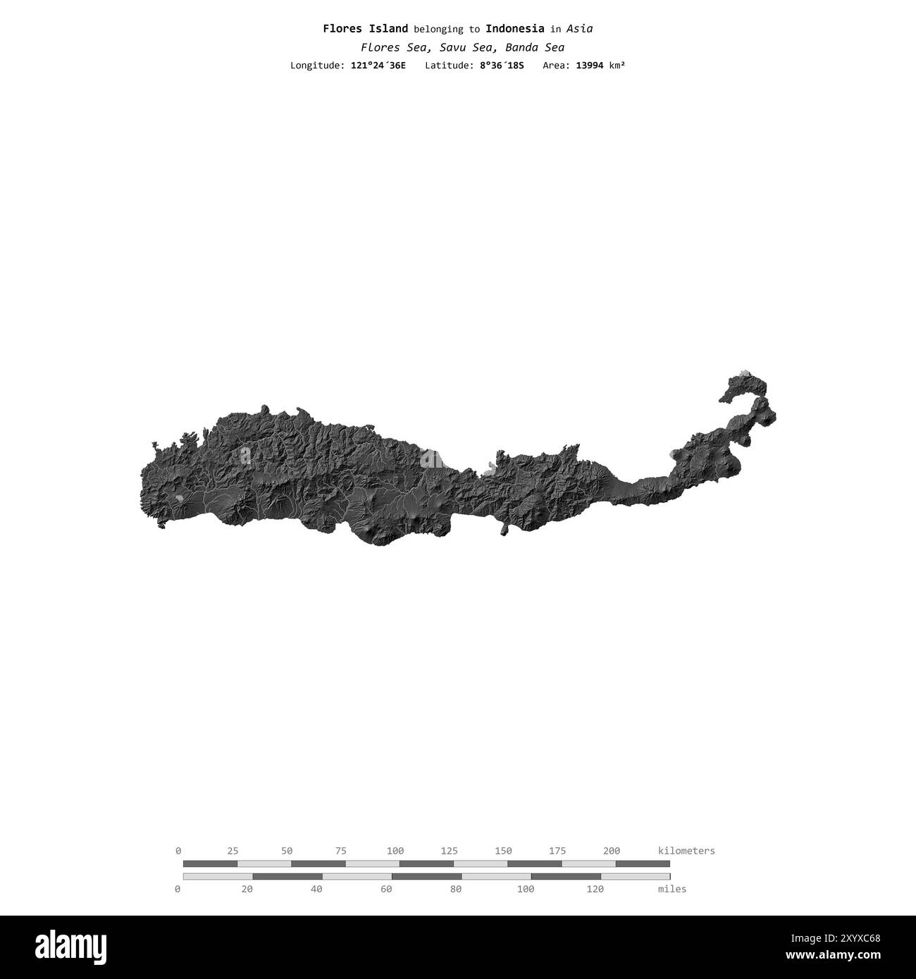 Flores Island in the Savu Sea, belonging to Indonesia, isolated on a ...