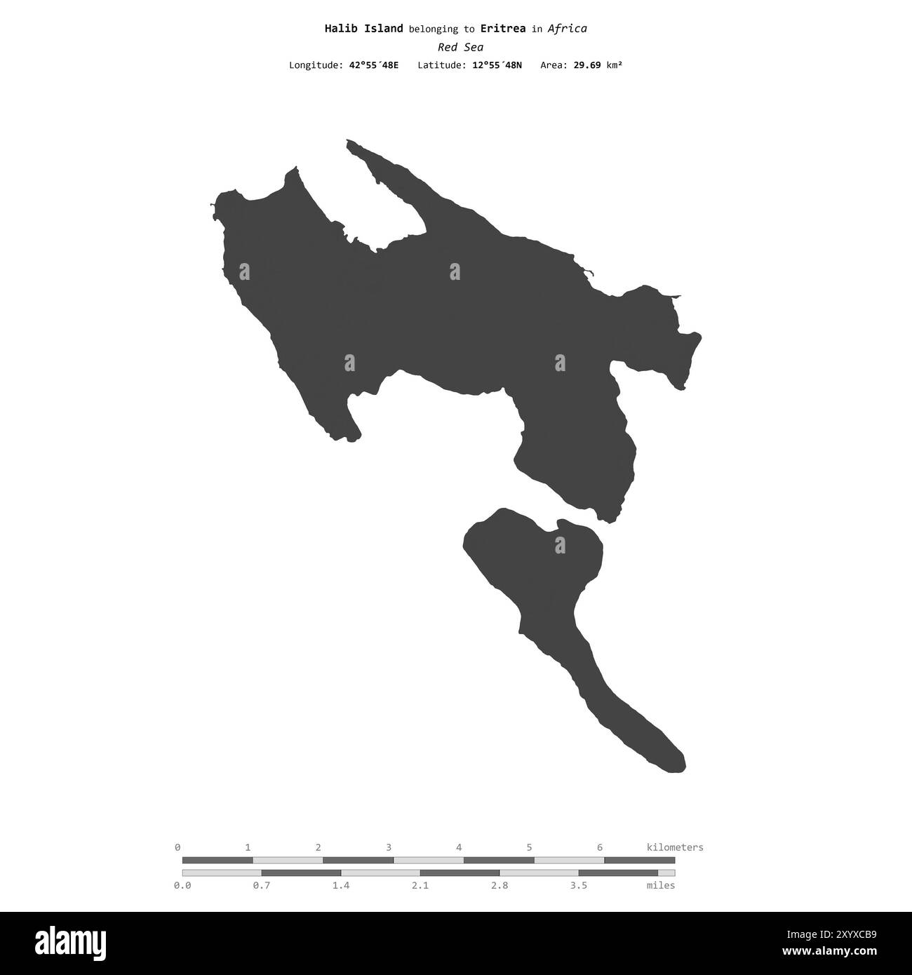 Halib Island in the Red Sea, belonging to Eritrea, isolated on a ...