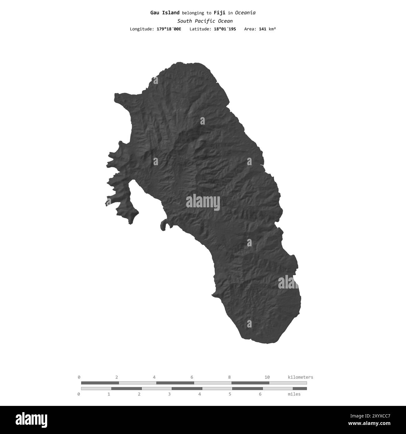 Gau Island in the South Pacific Ocean, belonging to Fiji, isolated on a ...