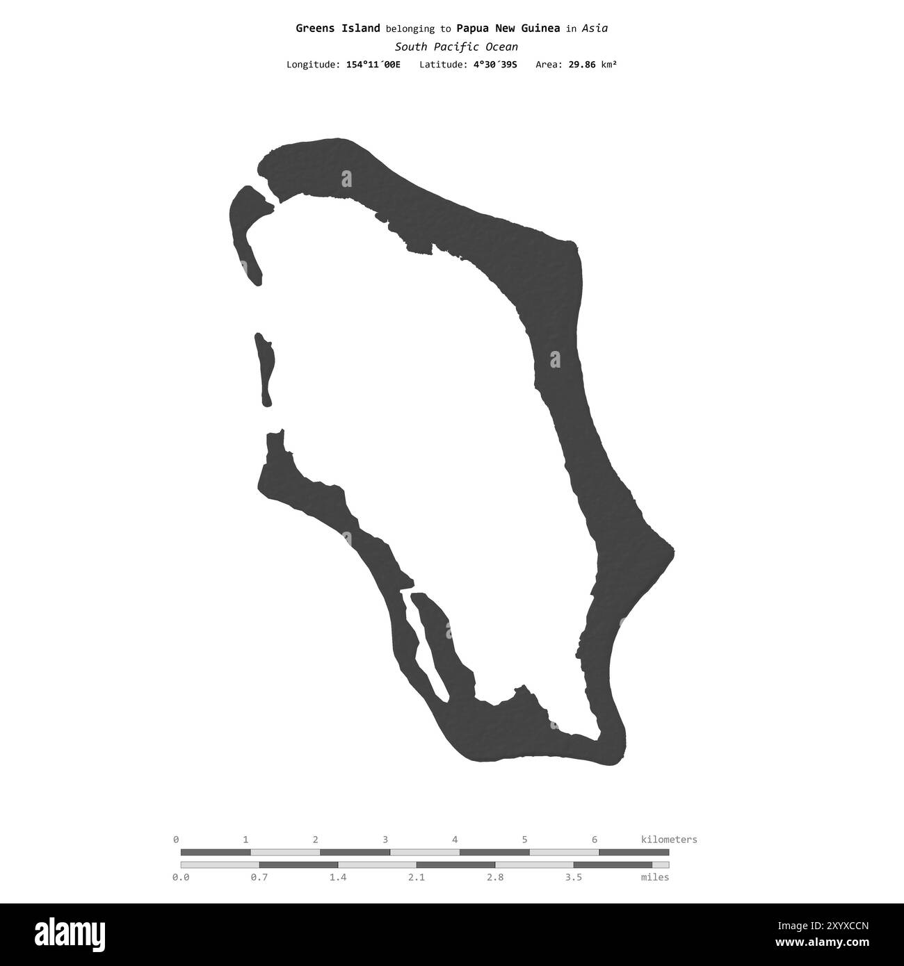Greens Island in the South Pacific Ocean, belonging to Papua New Guinea ...