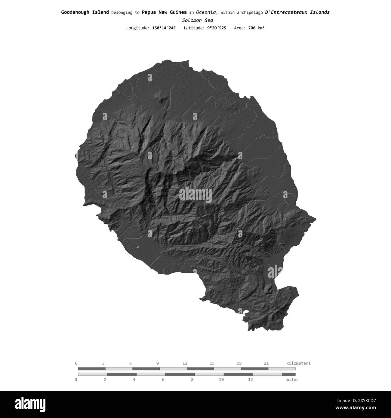 Goodenough Island in the Solomon Sea, belonging to Papua New Guinea ...