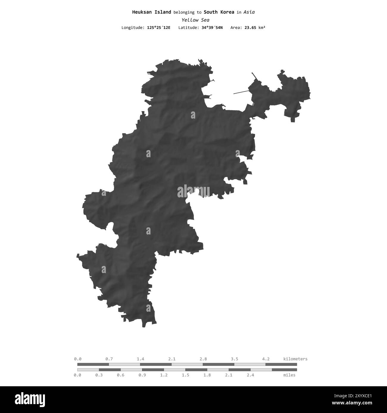 Heuksan Island in the Yellow Sea, belonging to South Korea, isolated on ...