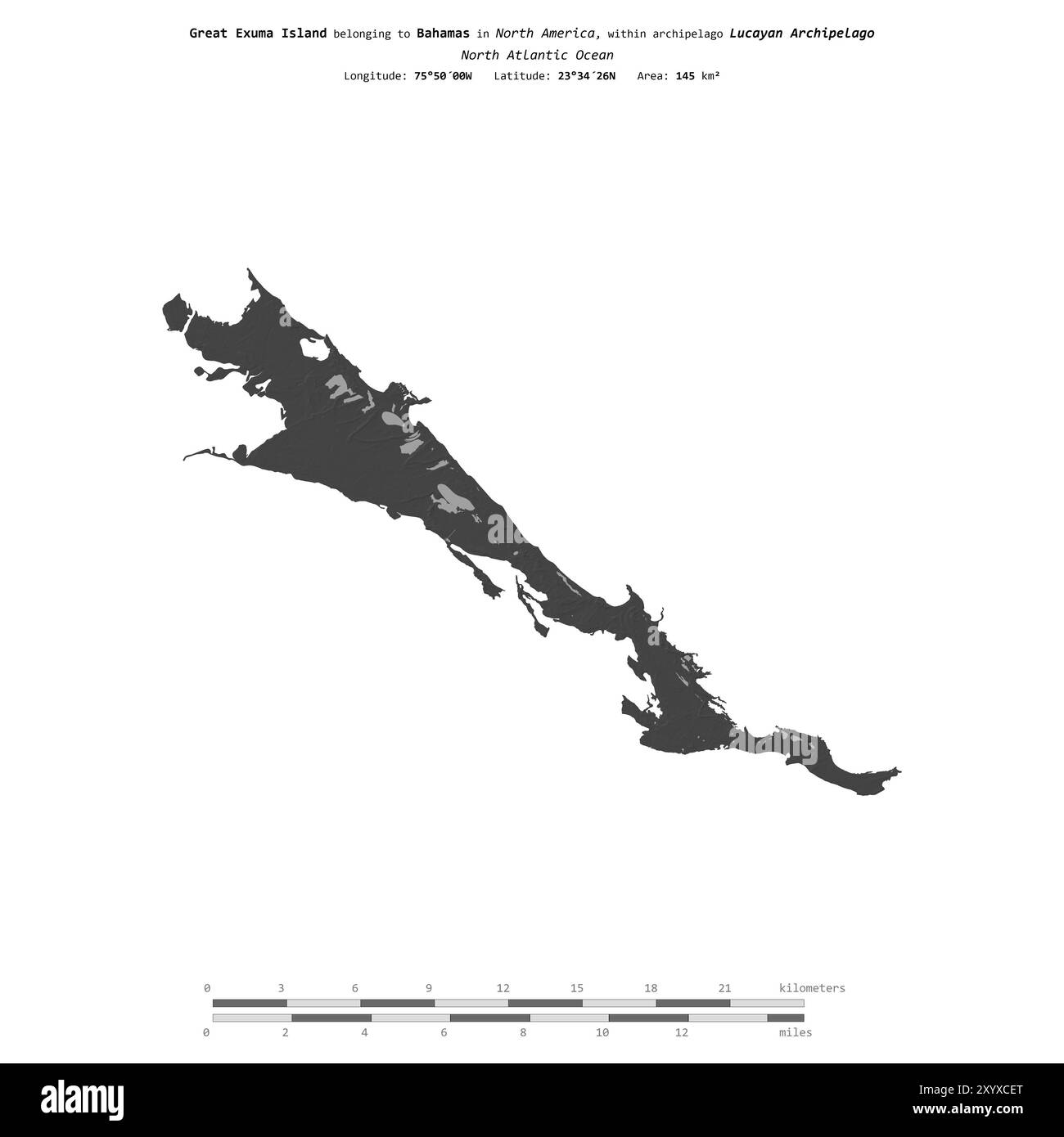 Great Exuma Island in the North Atlantic Ocean, belonging to Bahamas ...