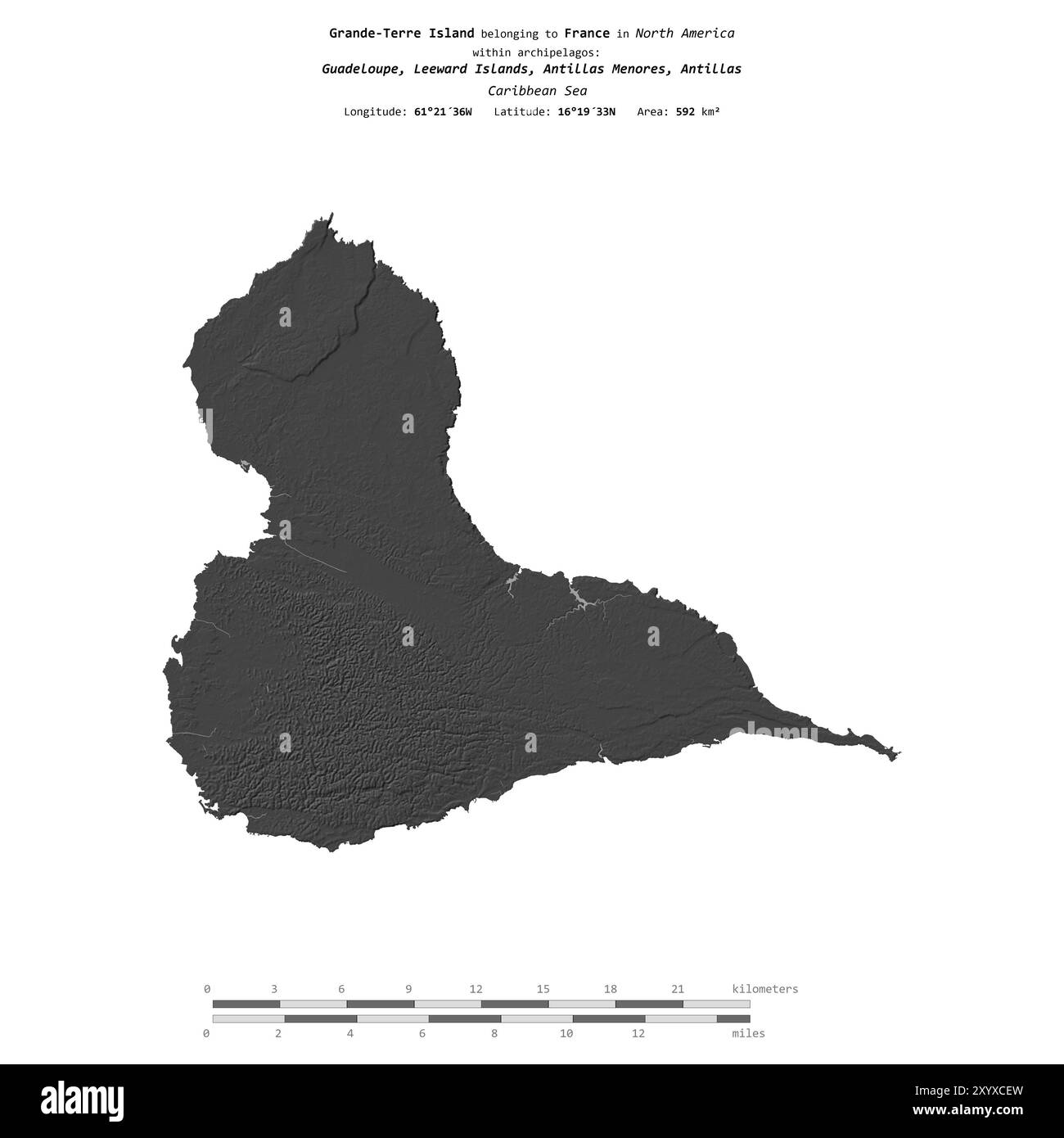 Grande-Terre Island in the Caribbean Sea, belonging to France, isolated ...
