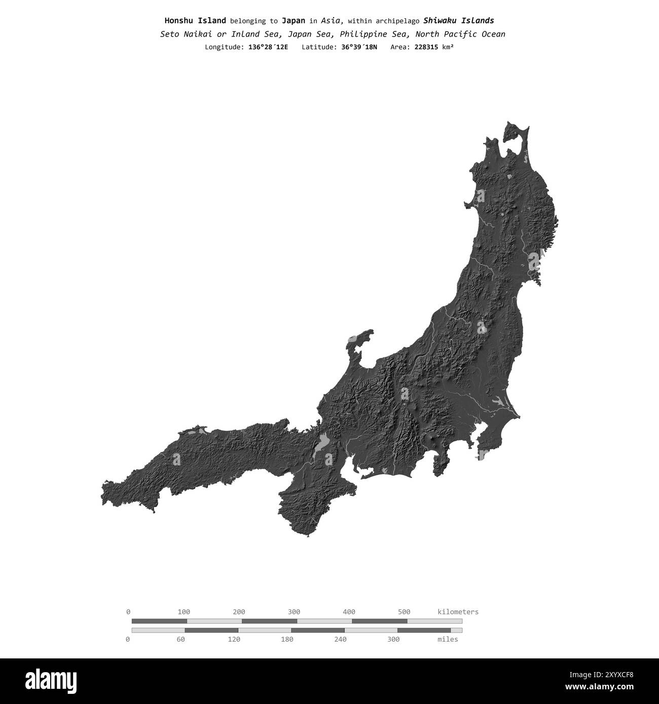 Honshu Island in the Japan Sea, belonging to Japan, isolated on a ...