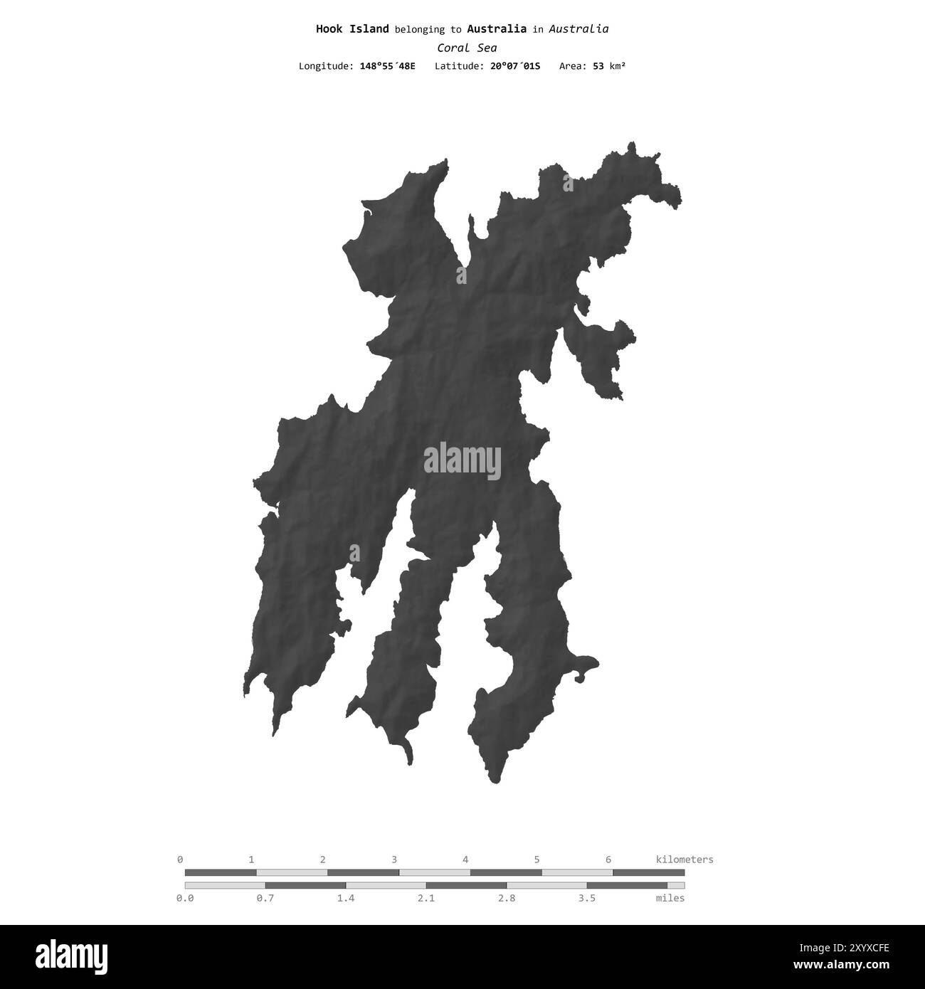 Hook Island in the Coral Sea, belonging to Australia, isolated on a ...