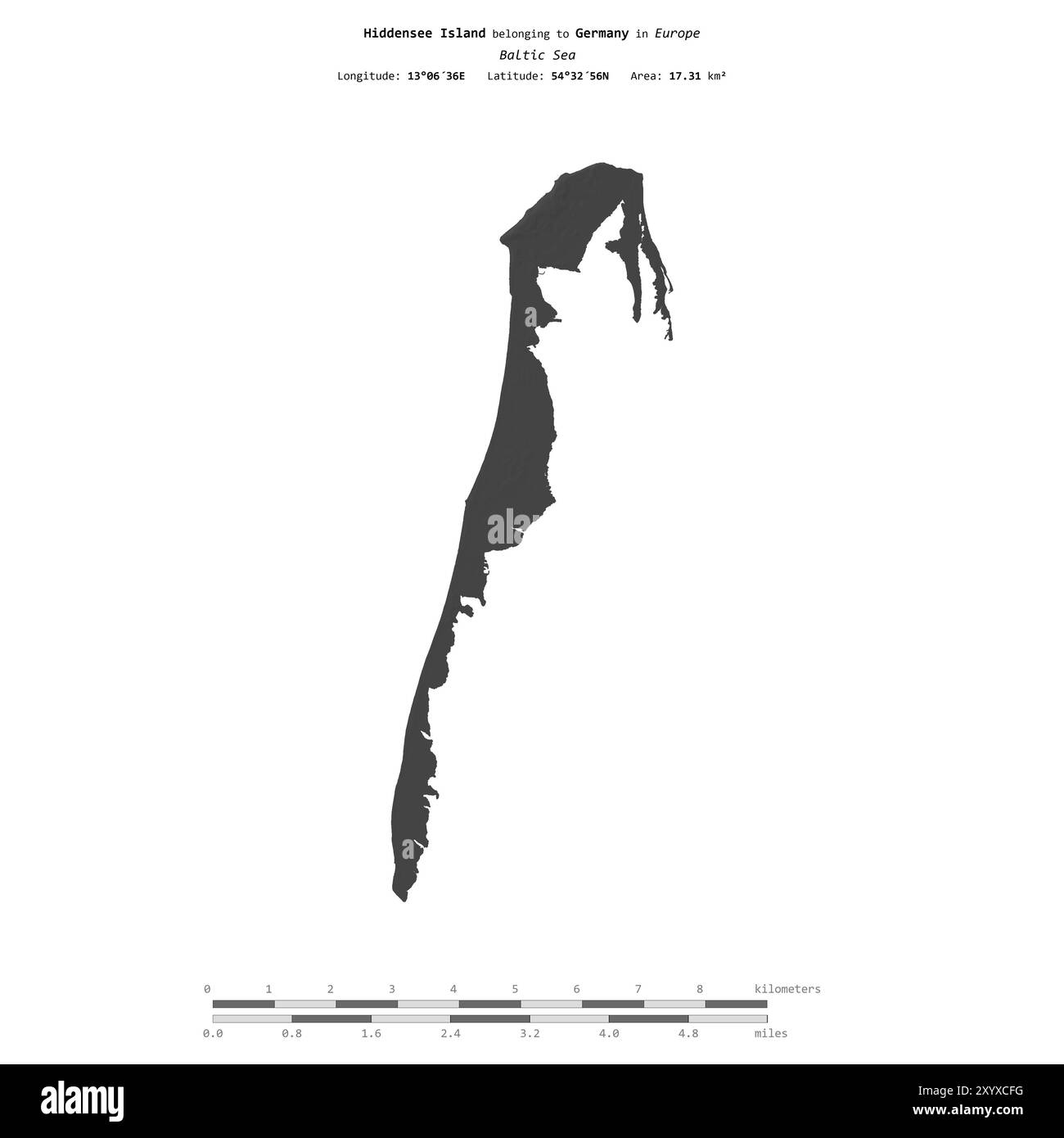Hiddensee Island in the Baltic Sea, belonging to Germany, isolated on a ...