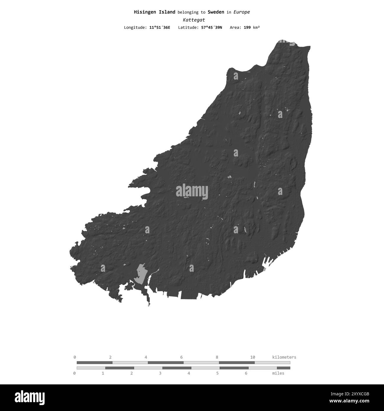 Hisingen Island in the Kattegat, belonging to Sweden, isolated on a ...