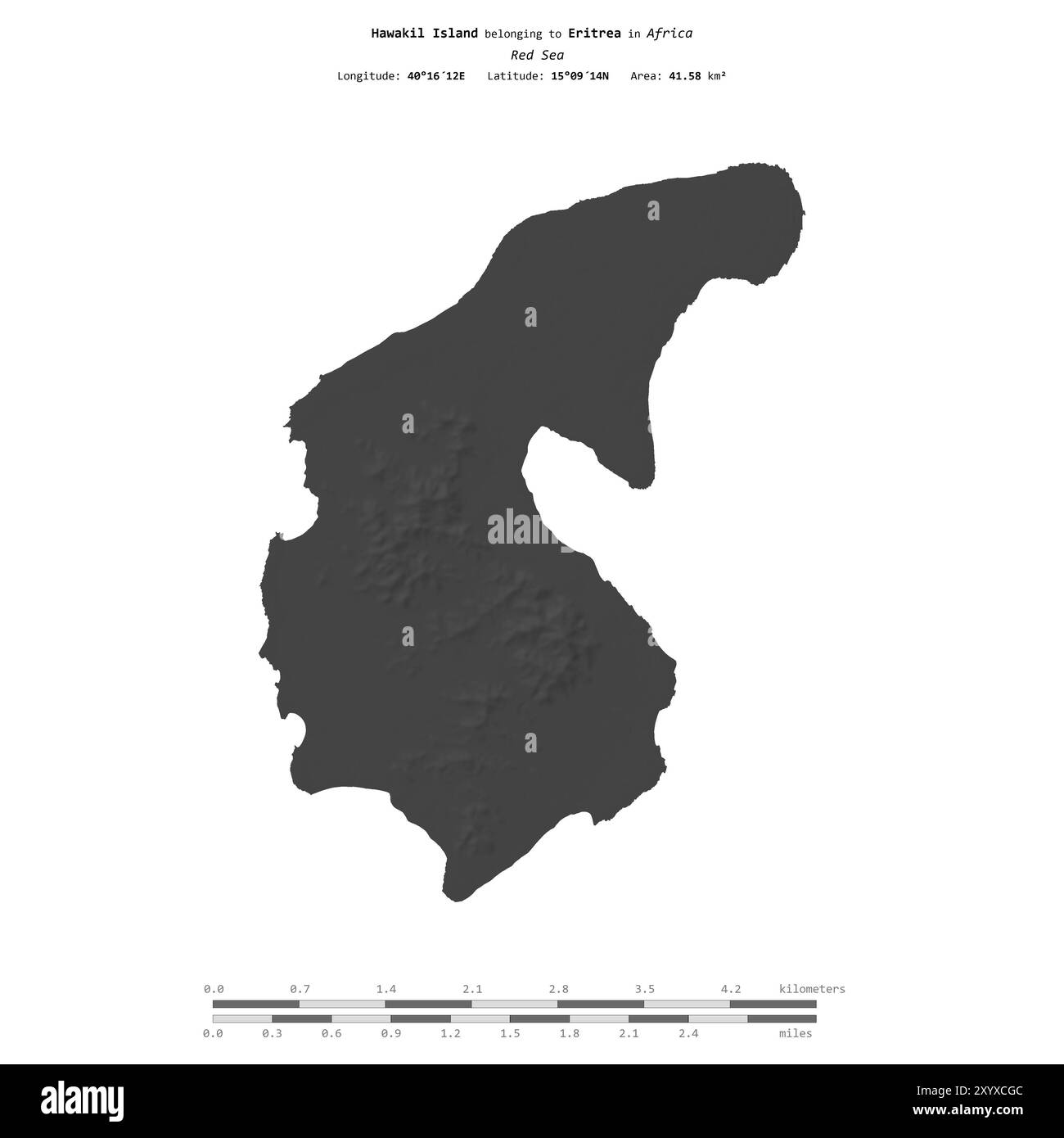 Hawakil Island in the Red Sea, belonging to Eritrea, isolated on a ...