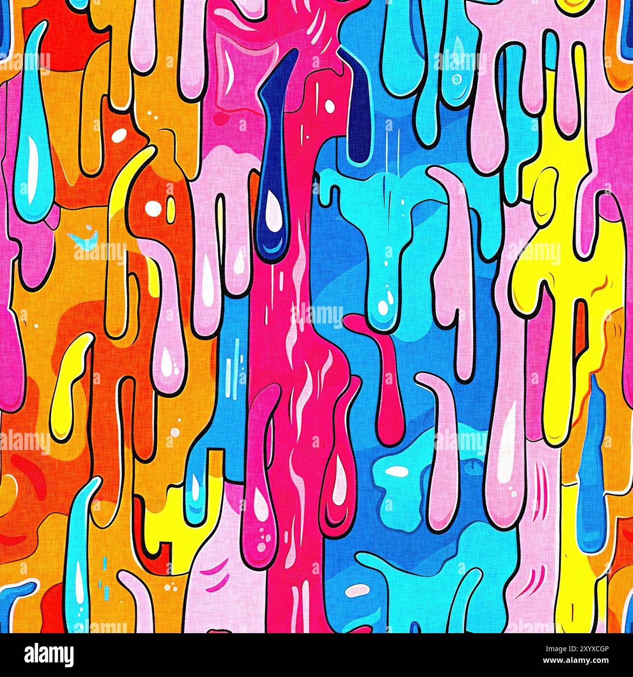 Fun dripping paint effect digital pattern with whimsical ink splodge ...