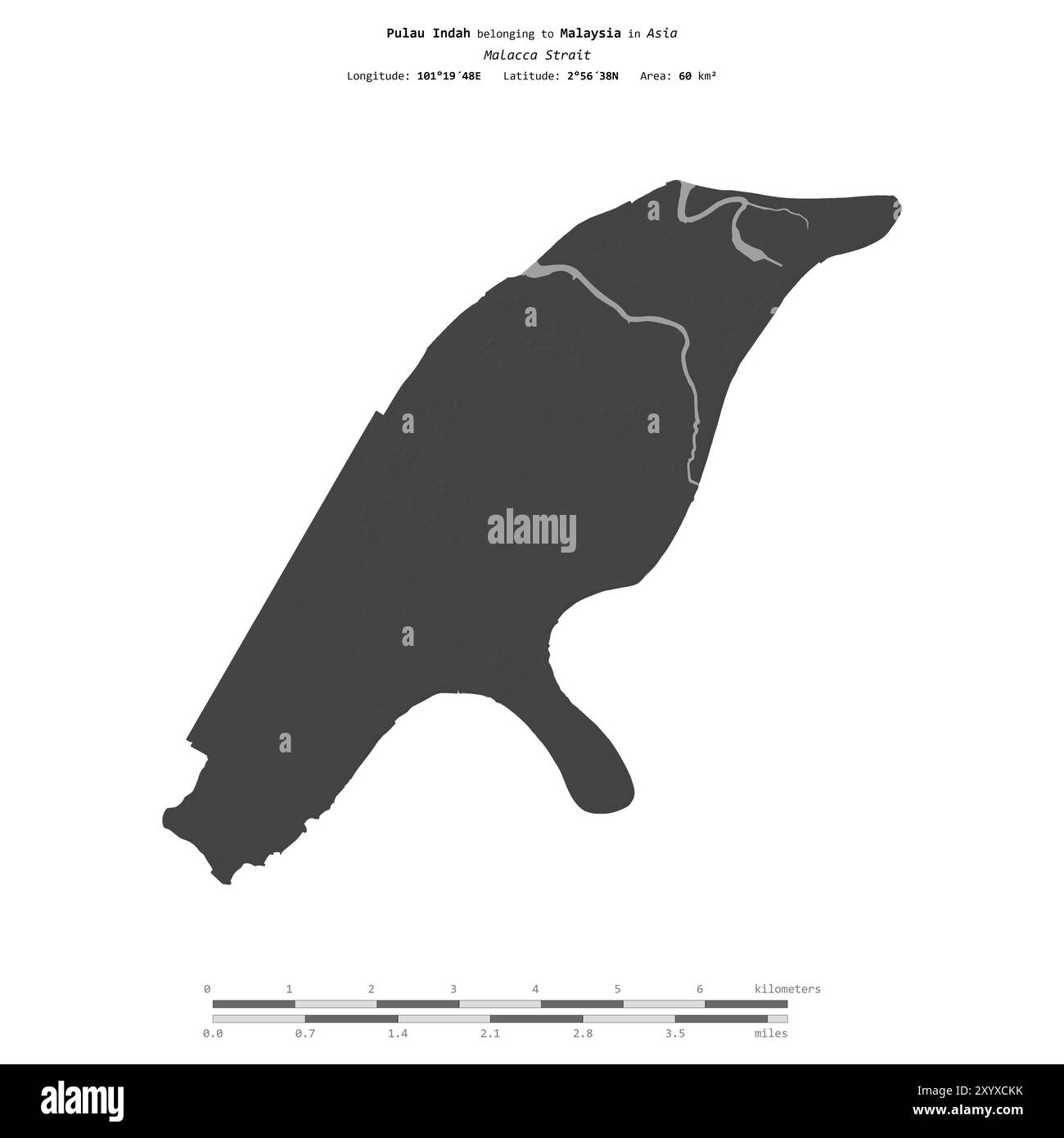 Pulau Indah in the Malacca Strait, belonging to Malaysia, isolated on a ...