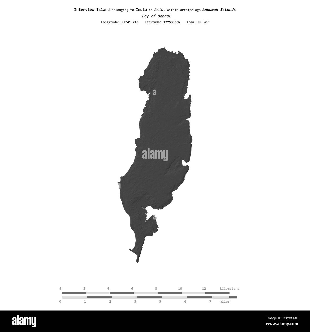 Interview Island in the Bay of Bengal, belonging to India, isolated on ...