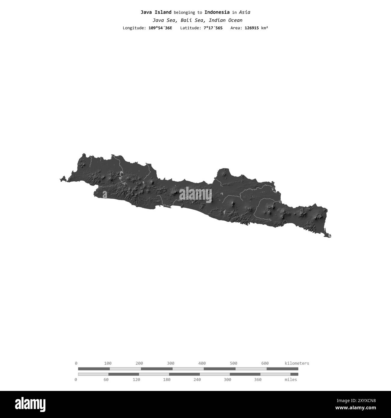 Java Island in the Java Sea, belonging to Indonesia, isolated on a ...