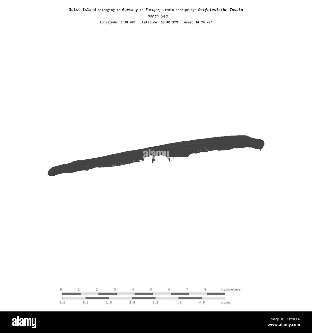 Juist Island in the North Sea, belonging to Germany, isolated on a ...