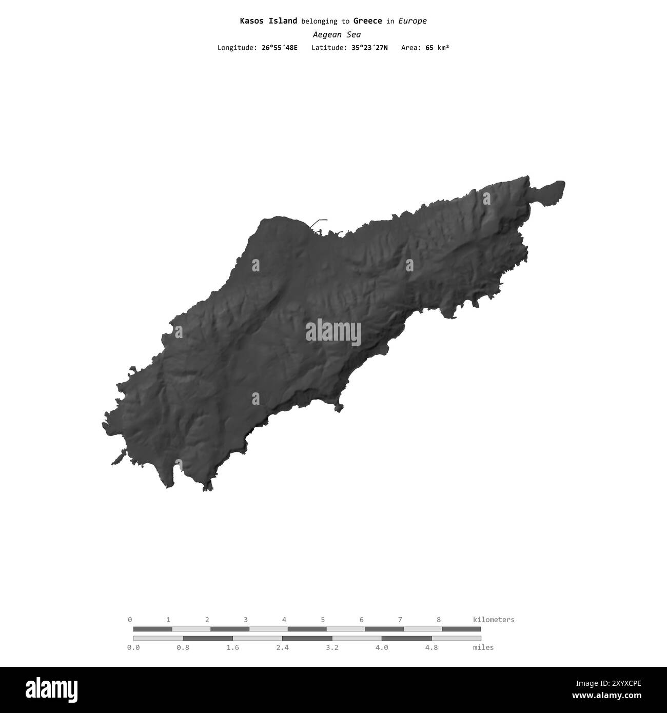 Kasos Island in the Aegean Sea, belonging to Greece, isolated on a ...
