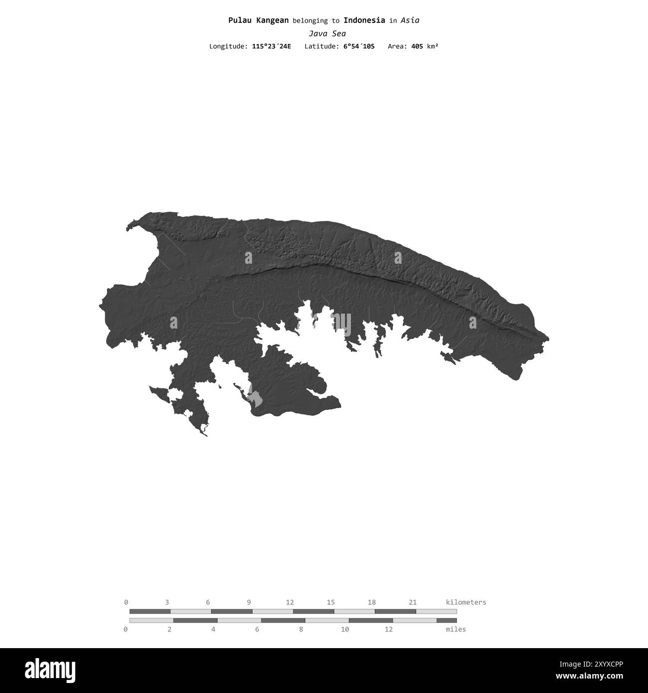 Pulau Kangean in the Java Sea, belonging to Indonesia, isolated on a ...