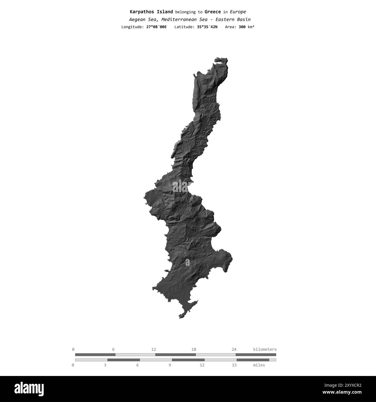 Karpathos Island in the Aegean Sea, belonging to Greece, isolated on a ...