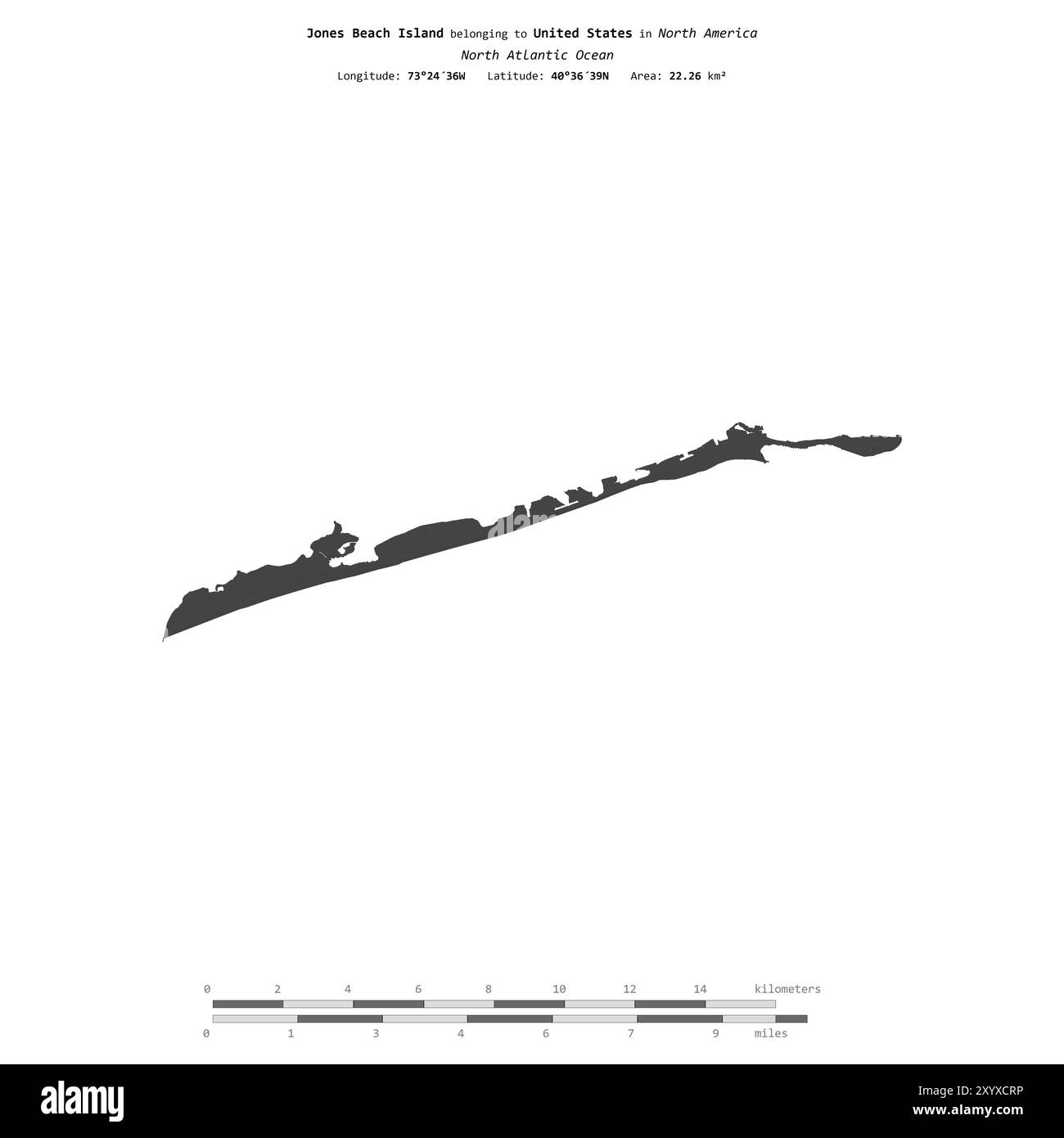Jones Beach Island in the North Atlantic Ocean, belonging to United ...