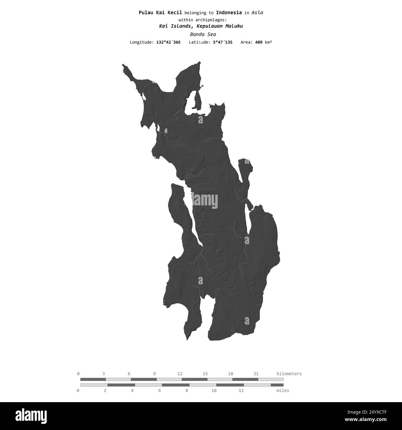 Pulau Kai Kecil in the Banda Sea, belonging to Indonesia, isolated on a ...