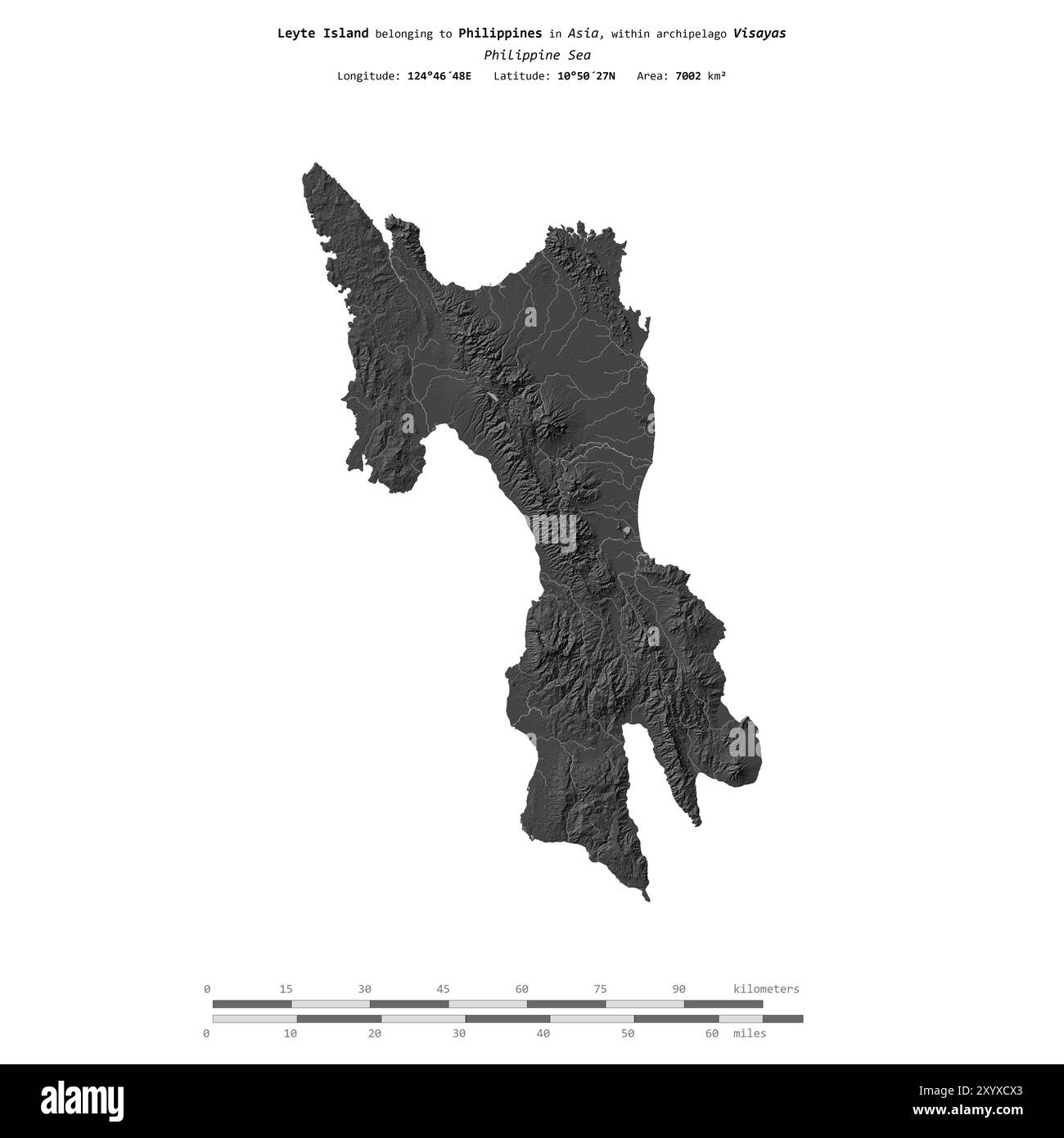 Leyte Island in the Philippine Sea, belonging to Philippines, isolated ...