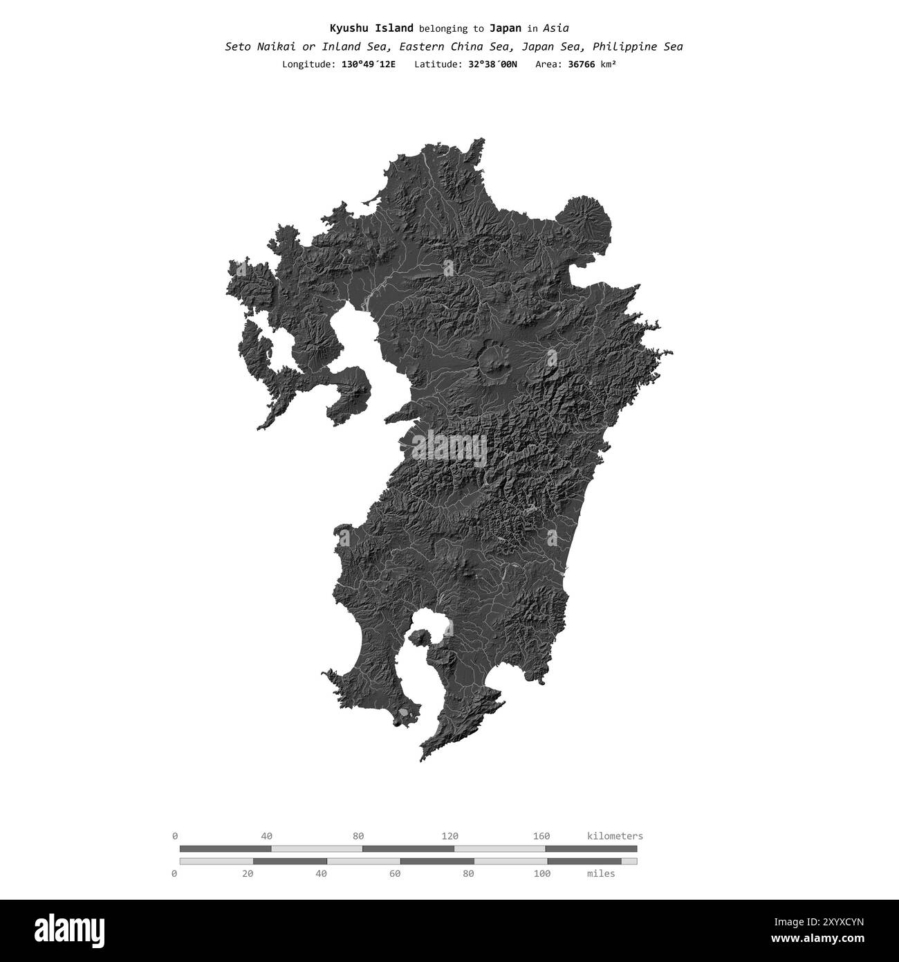 Kyushu Island in the Japan Sea, belonging to Japan, isolated on a ...