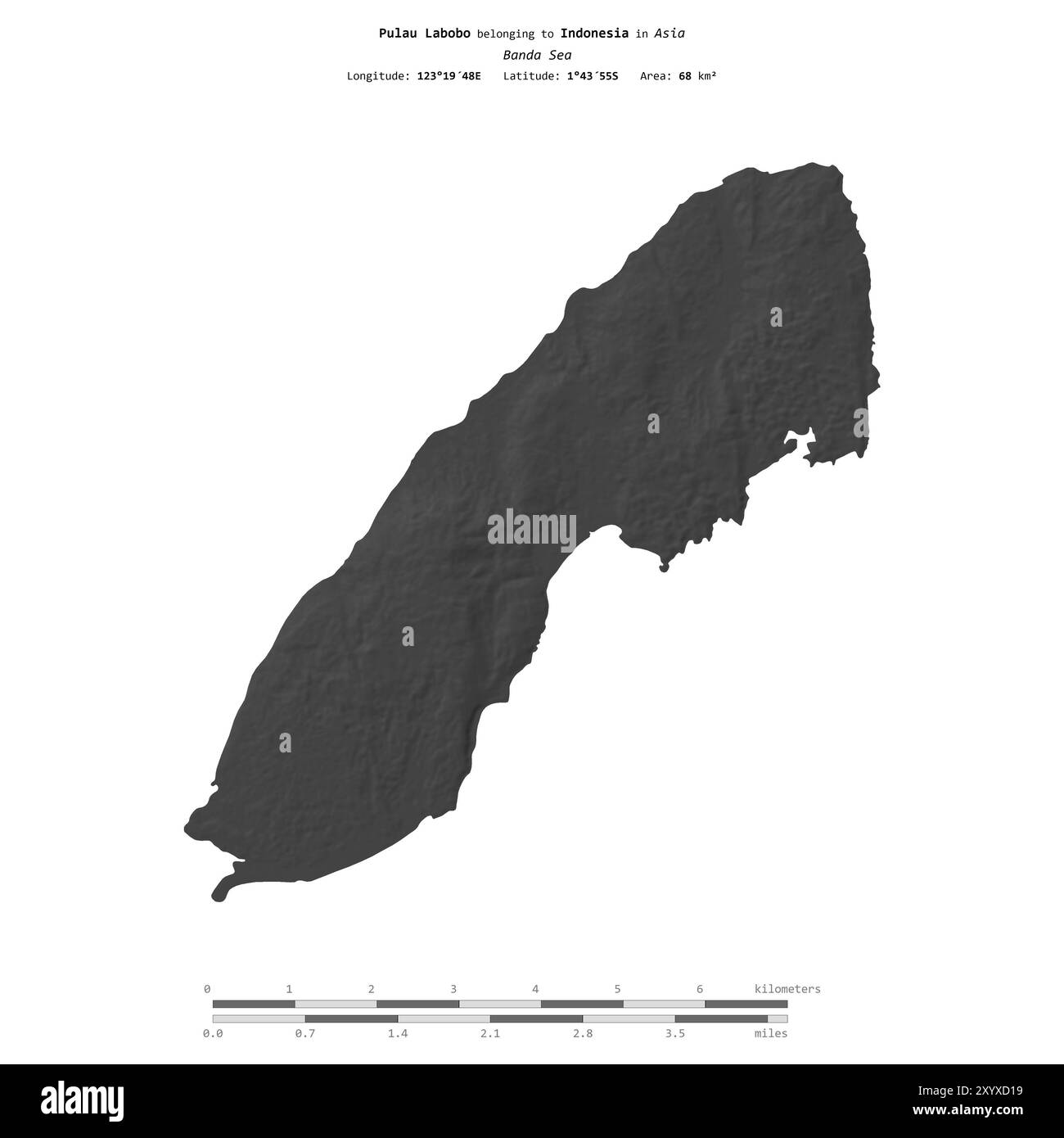 Pulau Labobo in the Banda Sea, belonging to Indonesia, isolated on a ...