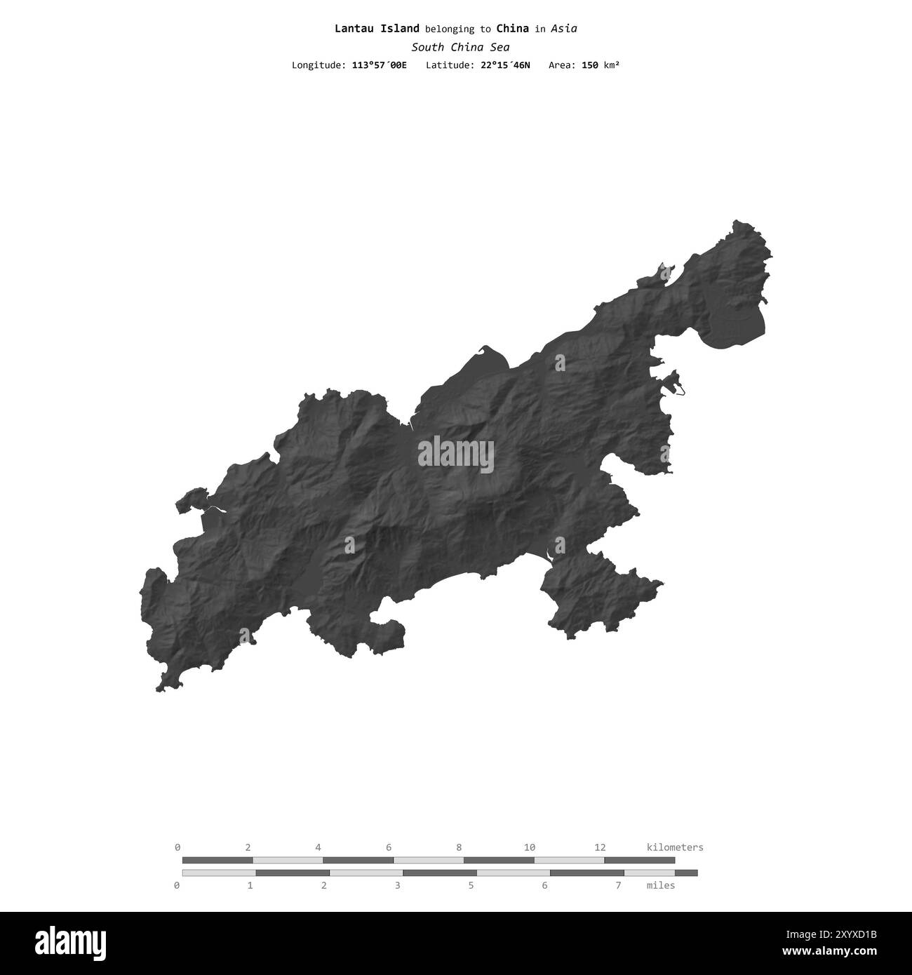 Lantau Island in the South China Sea, belonging to China, isolated on a ...