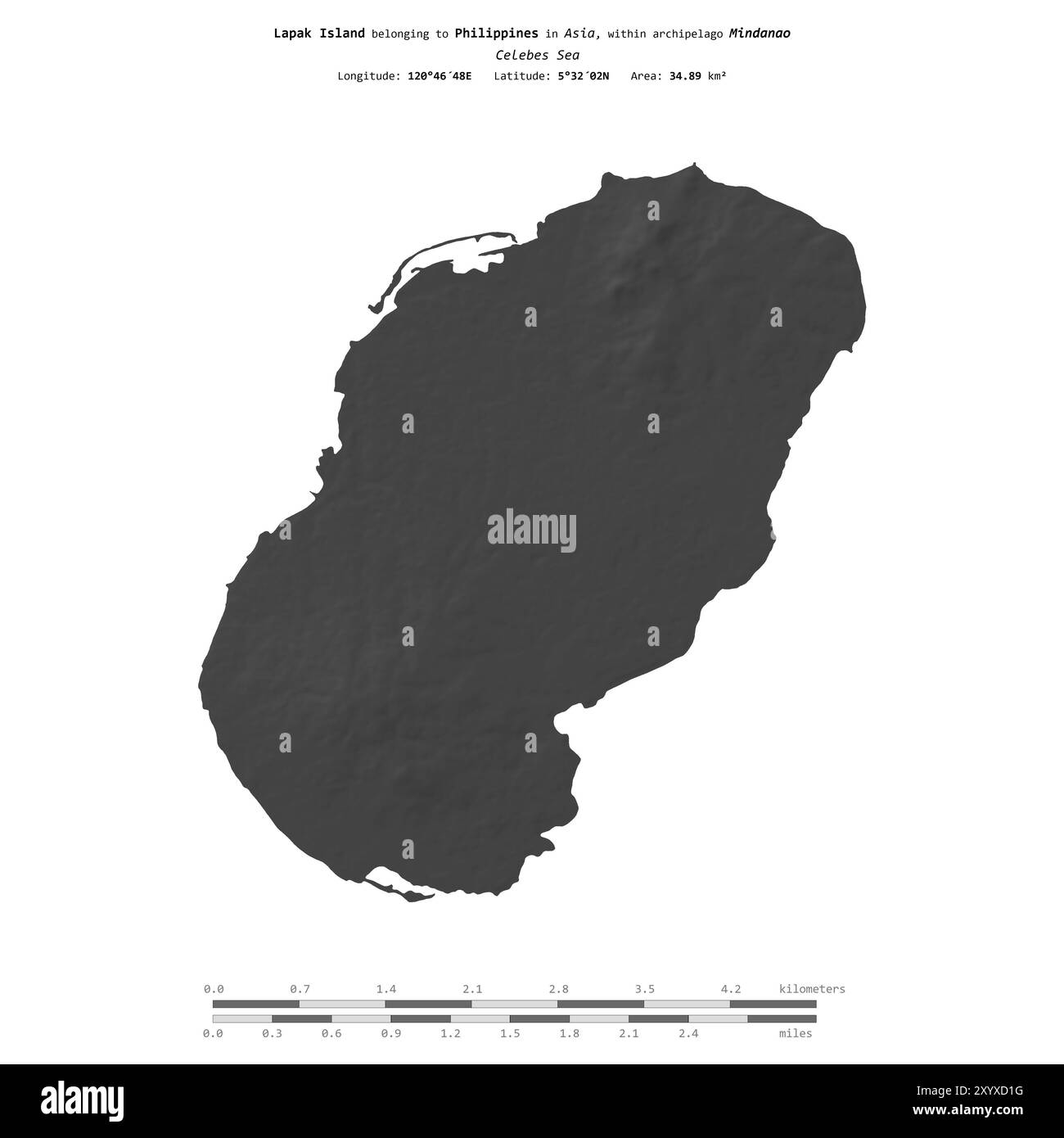 Lapak Island in the Celebes Sea, belonging to Philippines, isolated on ...