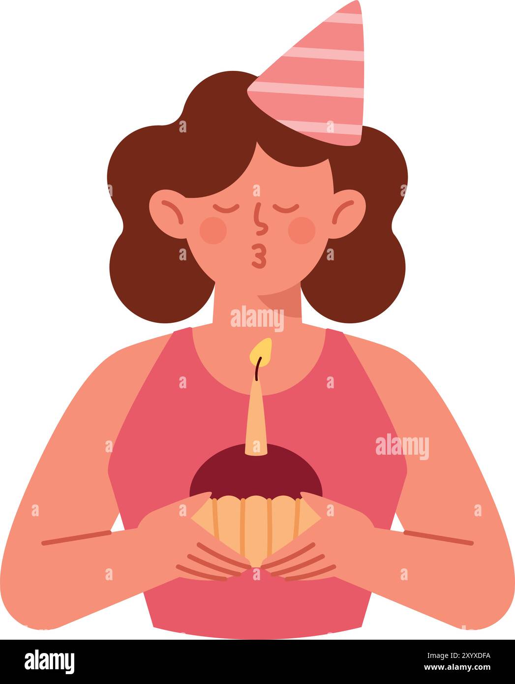 woman blowing birthday candle cartoon Stock Vector Image & Art - Alamy