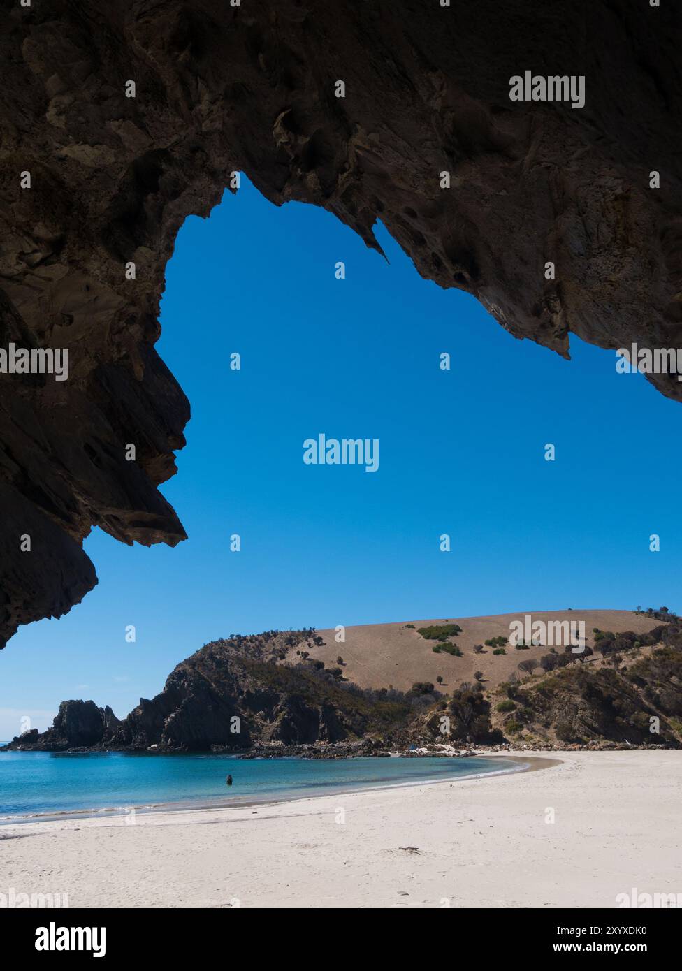 View of Western River Cove from shallow cave on Kangaroo Island ...