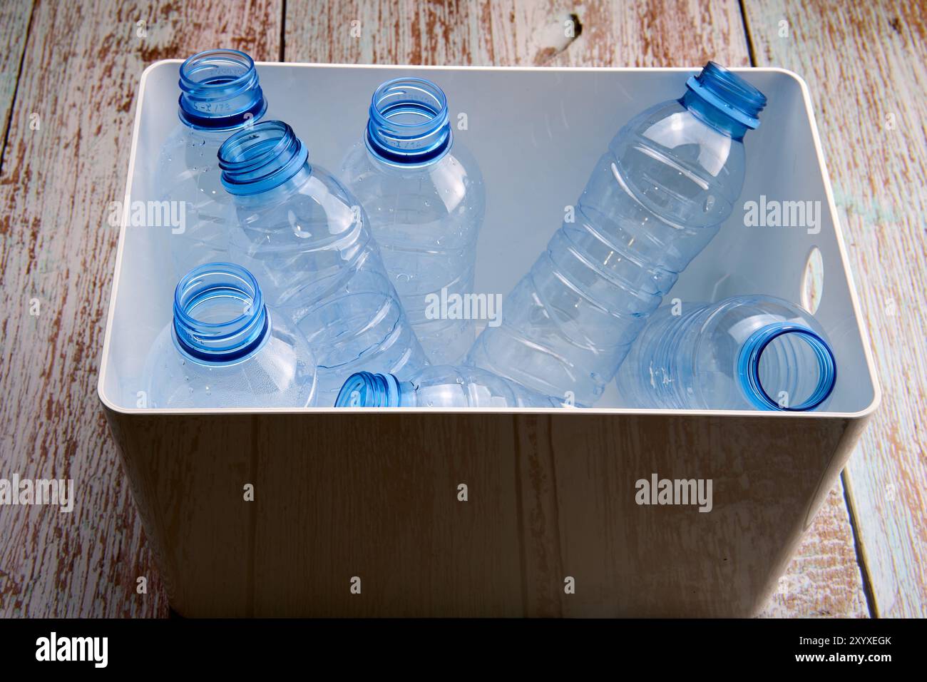 Recycling in process, empty water bottles Stock Photo - Alamy