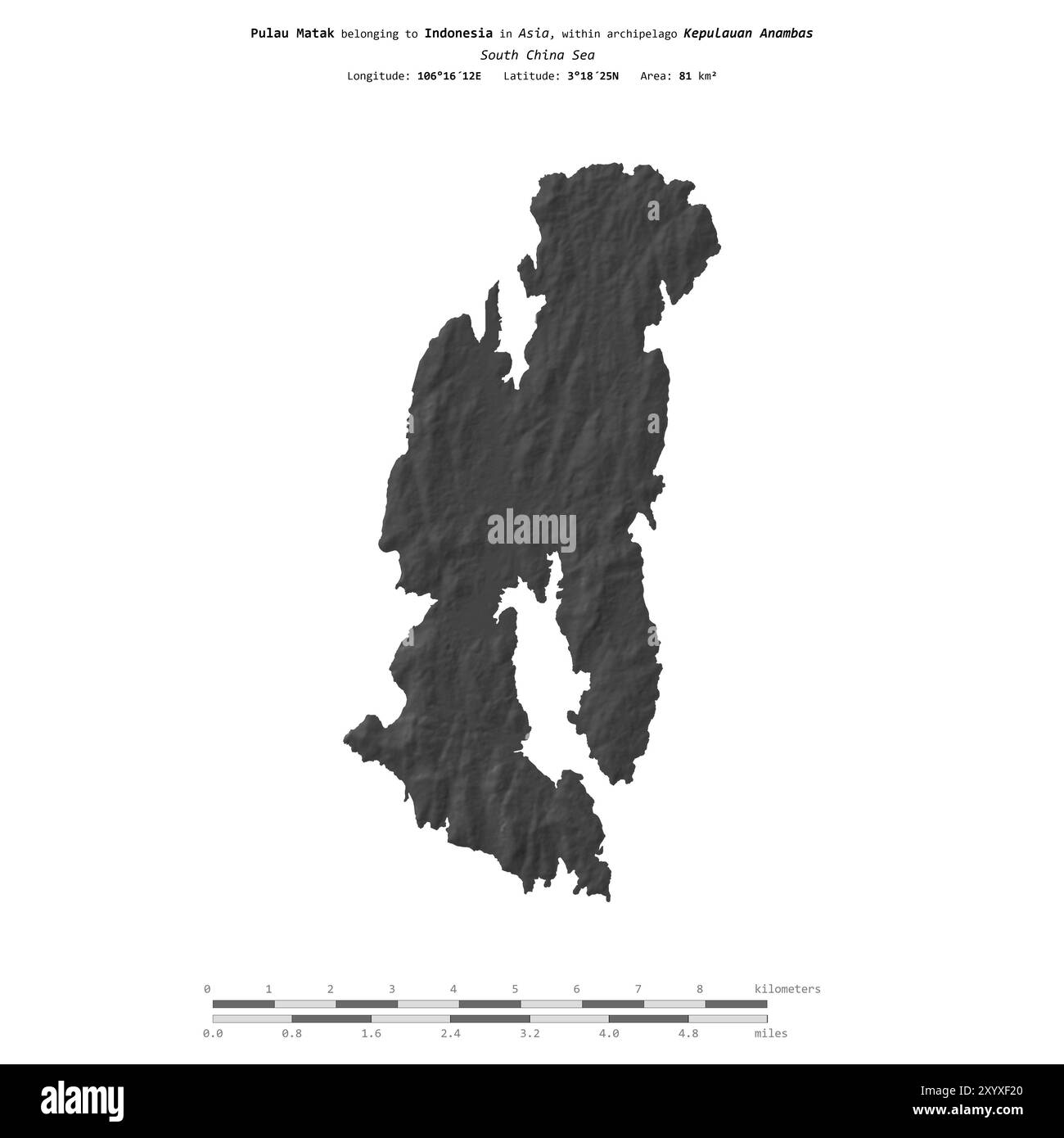 Pulau Matak in the South China Sea, belonging to Indonesia, isolated on ...