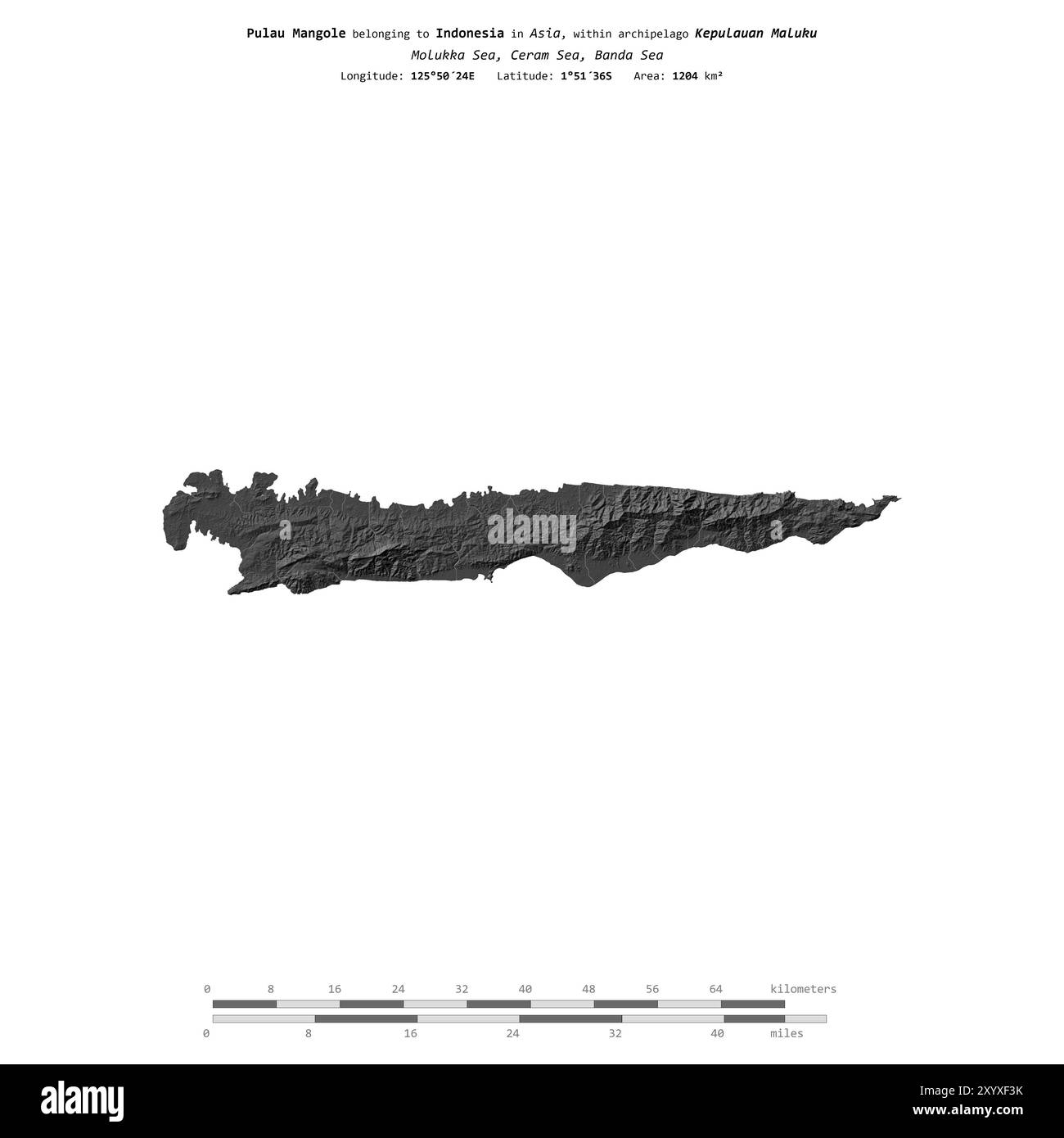 Pulau Mangole in the Ceram Sea, belonging to Indonesia, isolated on a ...