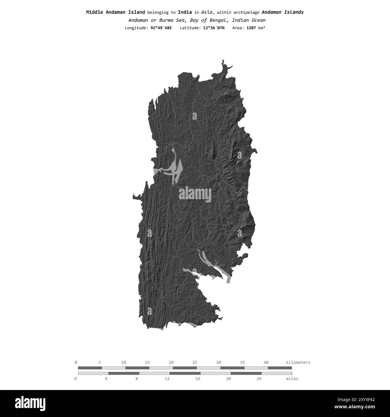 Middle Andaman Island in the Indian Ocean, belonging to India, isolated ...