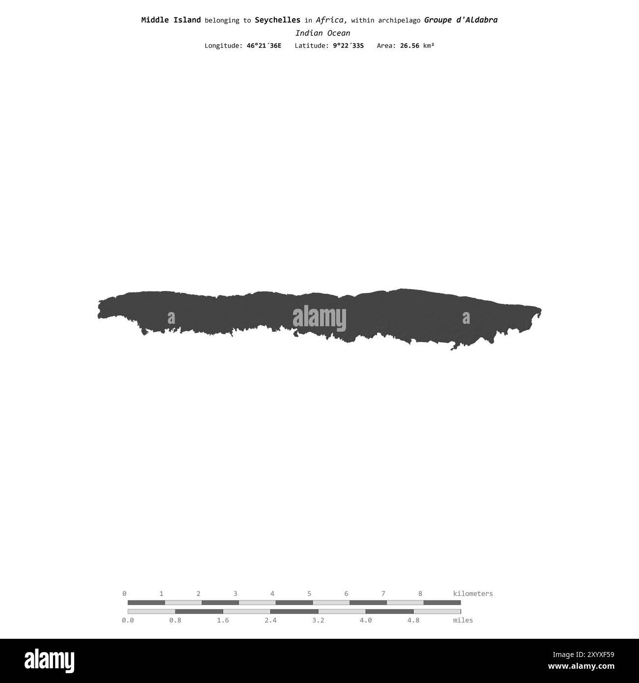 Middle Island in the Indian Ocean, belonging to Seychelles, isolated on ...